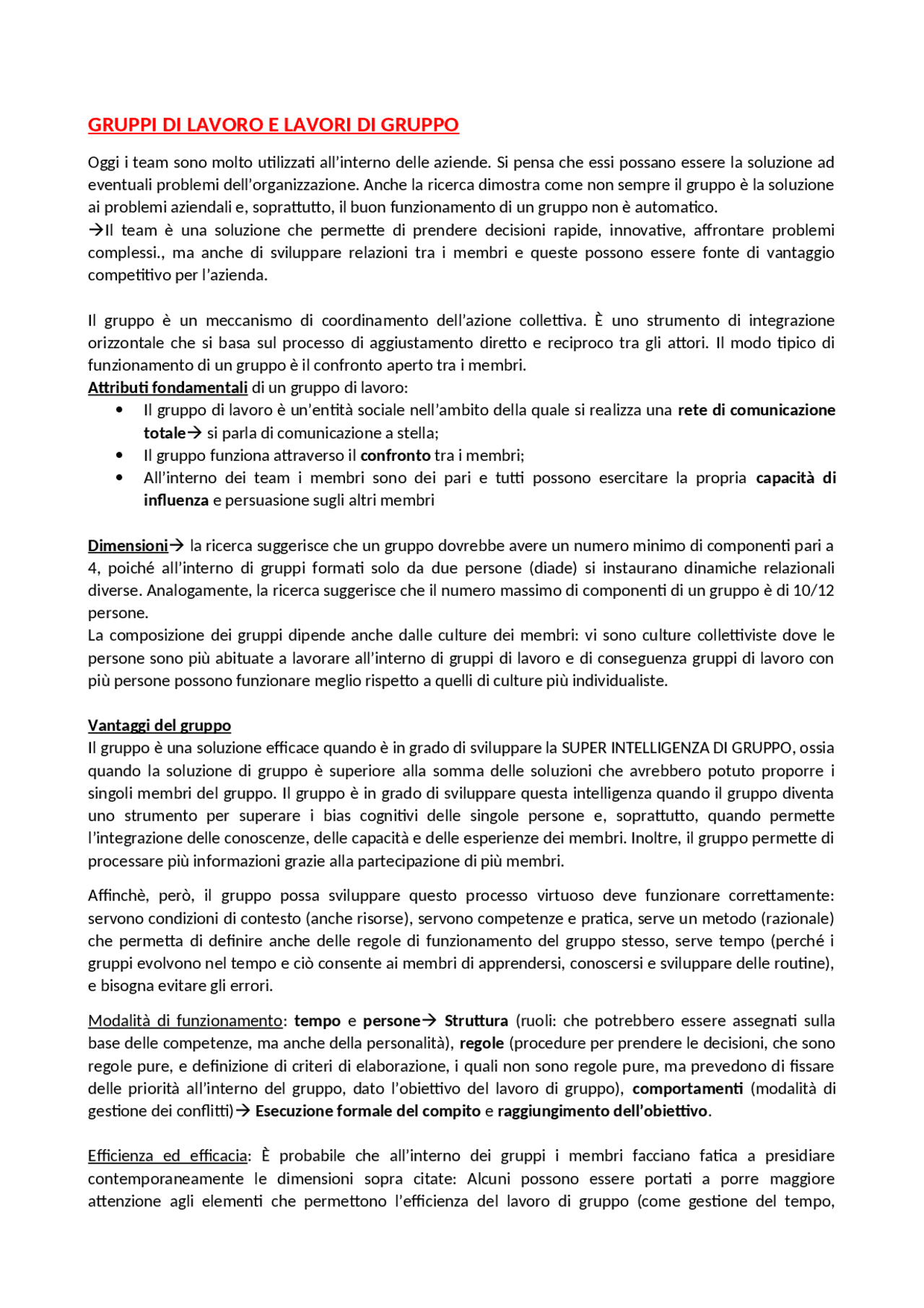 I gruppi di lavoro - professore bodega - Docsity