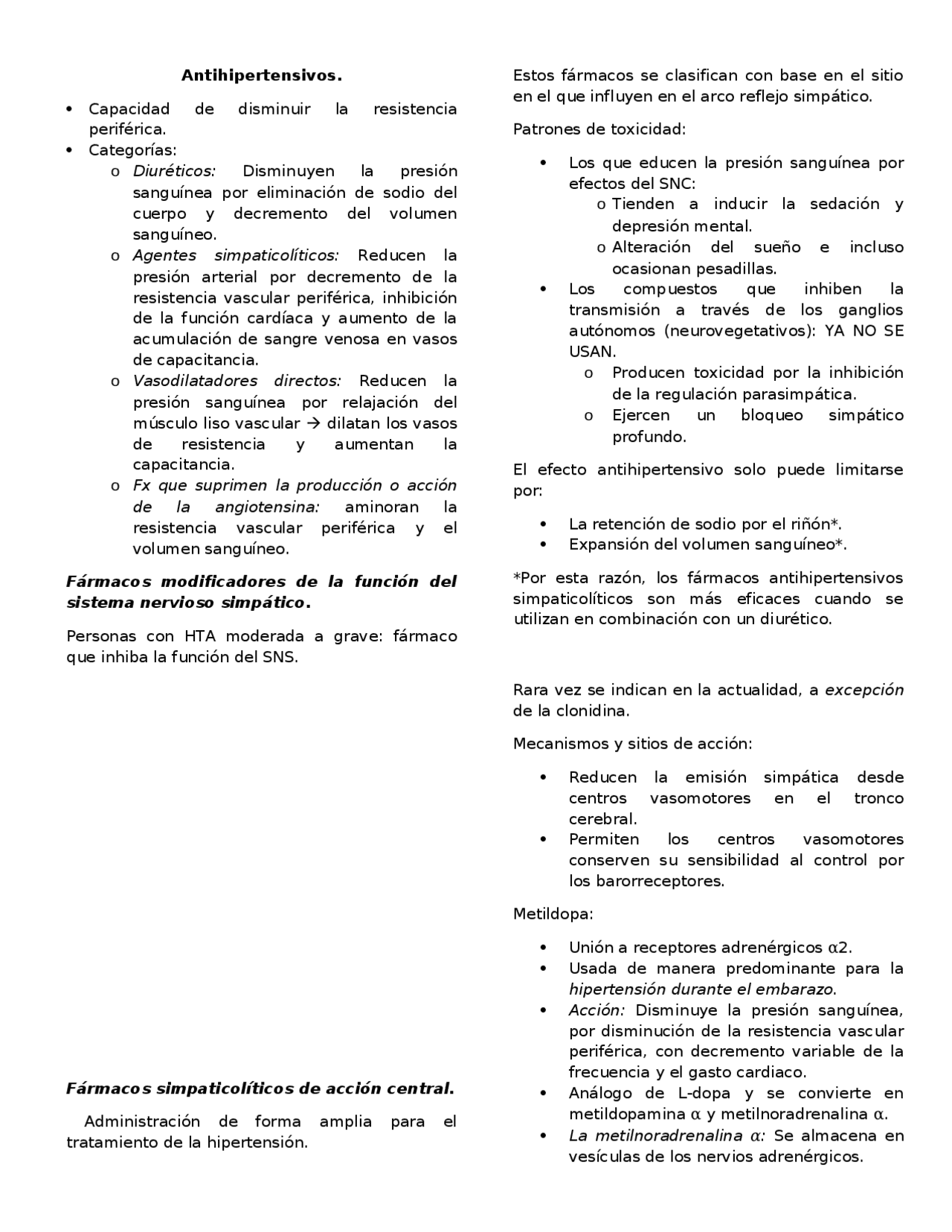 Fármacos Antihipertensivos Docsity