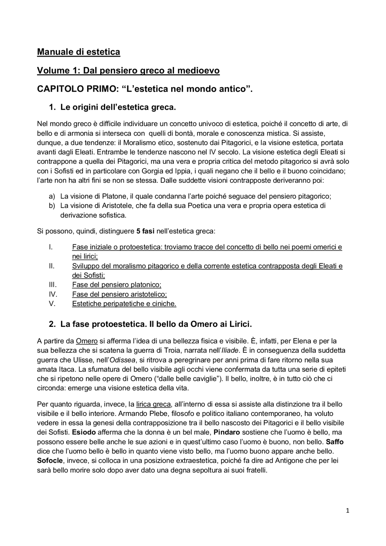 Manuale Di Esteticadispense Docsity