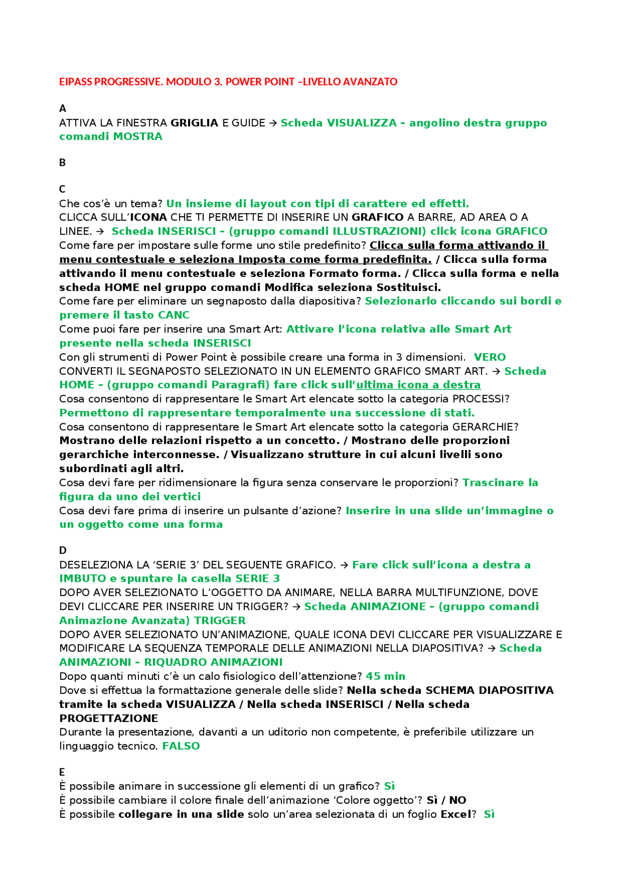 Eipass Progressive Excell Word Powerpoint Access Docsity