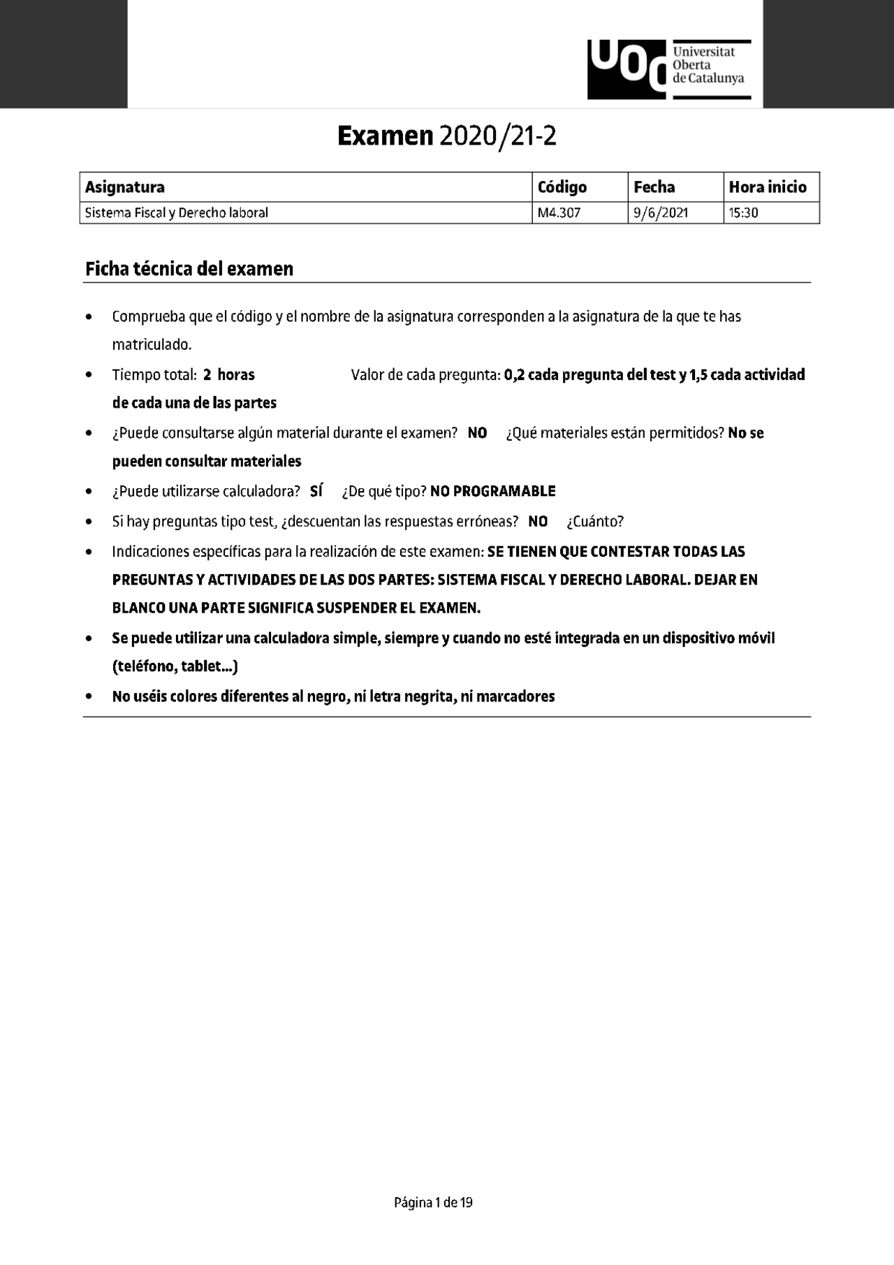 Exàmen Mua Sistema Fiscal I Laboral Docsity