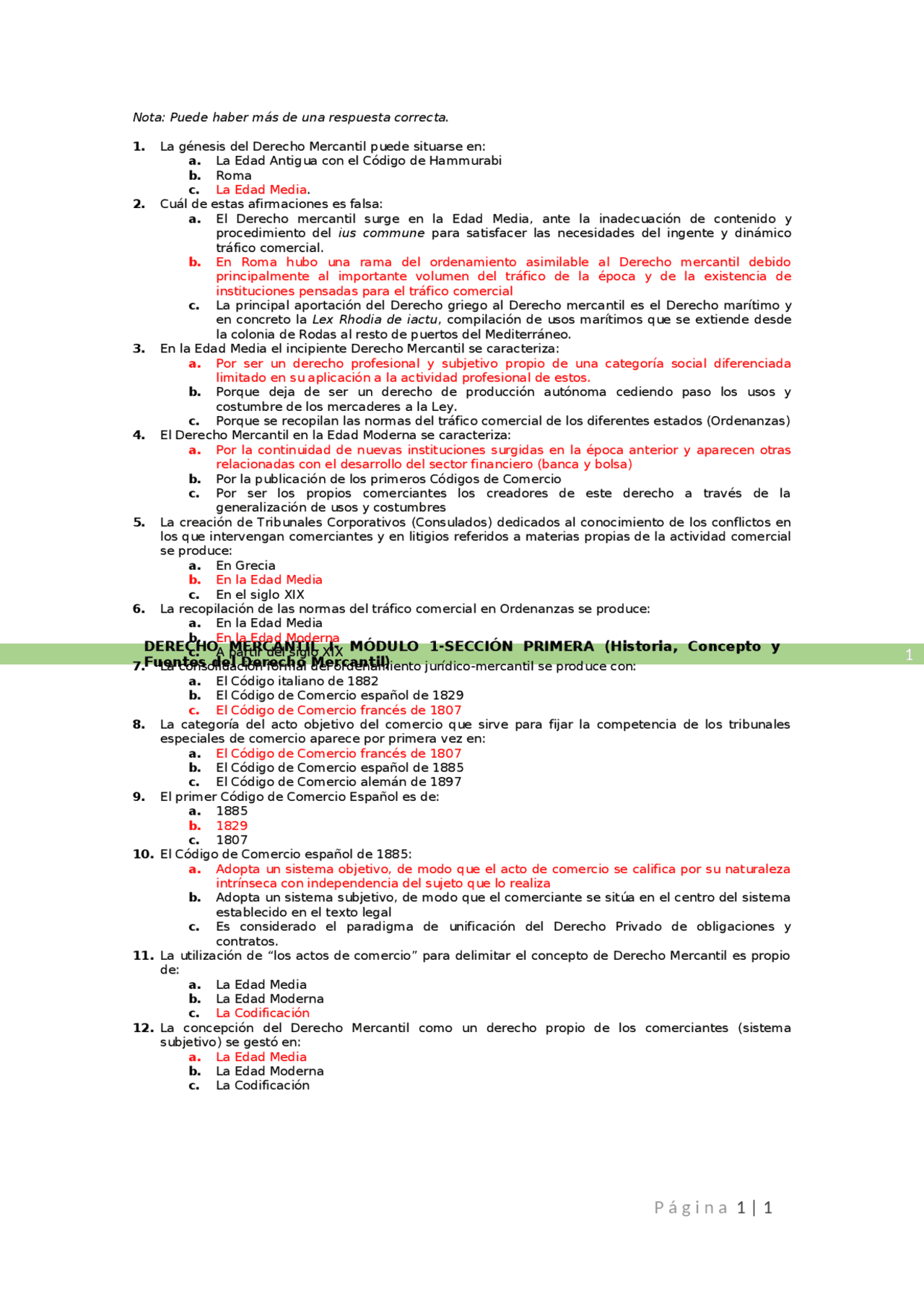Test Pre Examen Mercantil Docsity