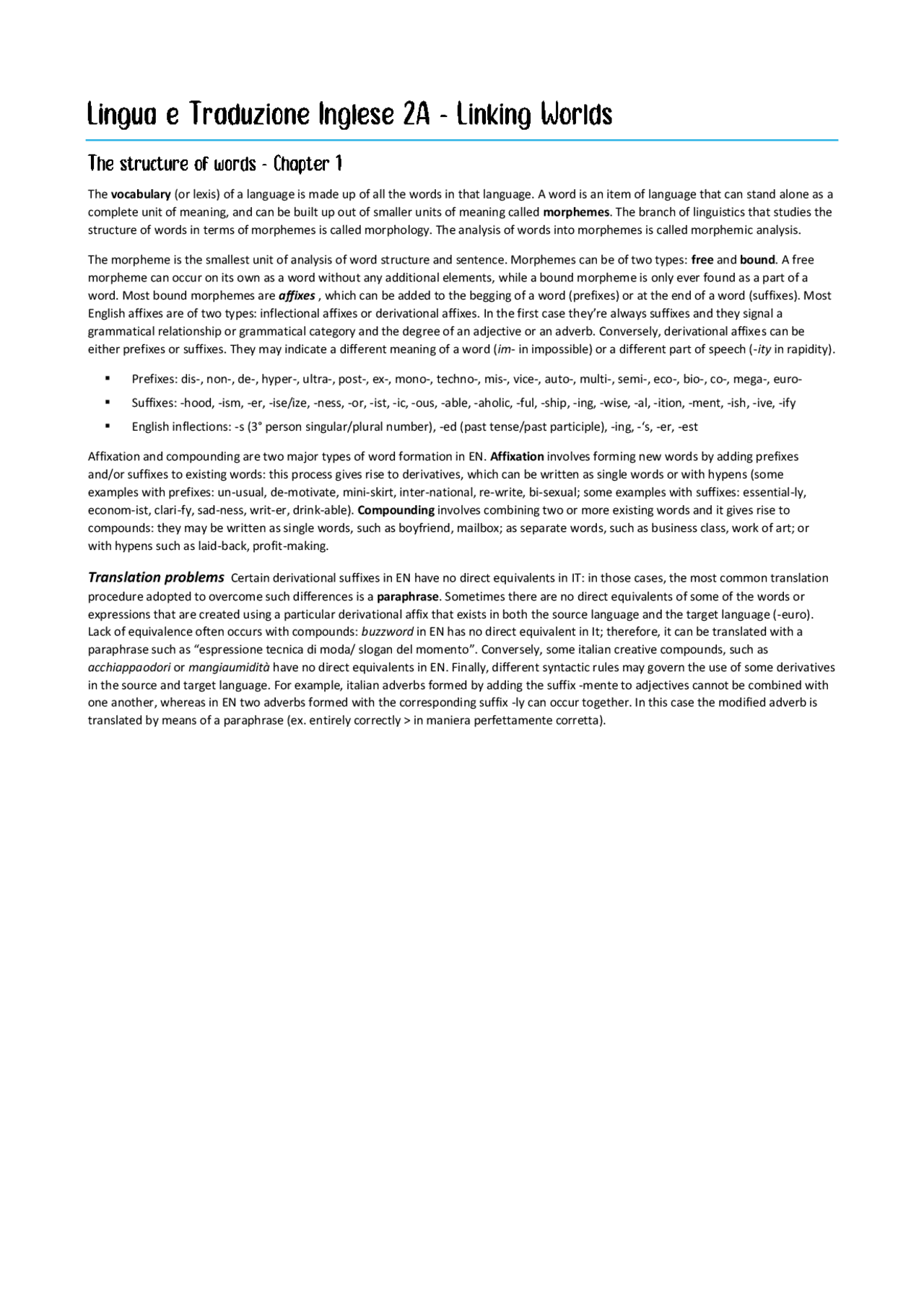 Linking Worlds Riassunti Sintesi Del Corso Di Lingua Inglese Docsity