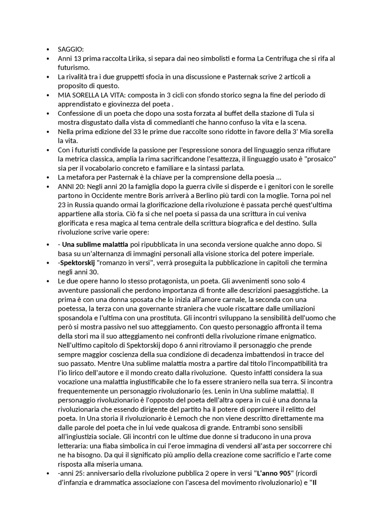 Saggio Di Approfondimento Su Boris Pasternak Docsity