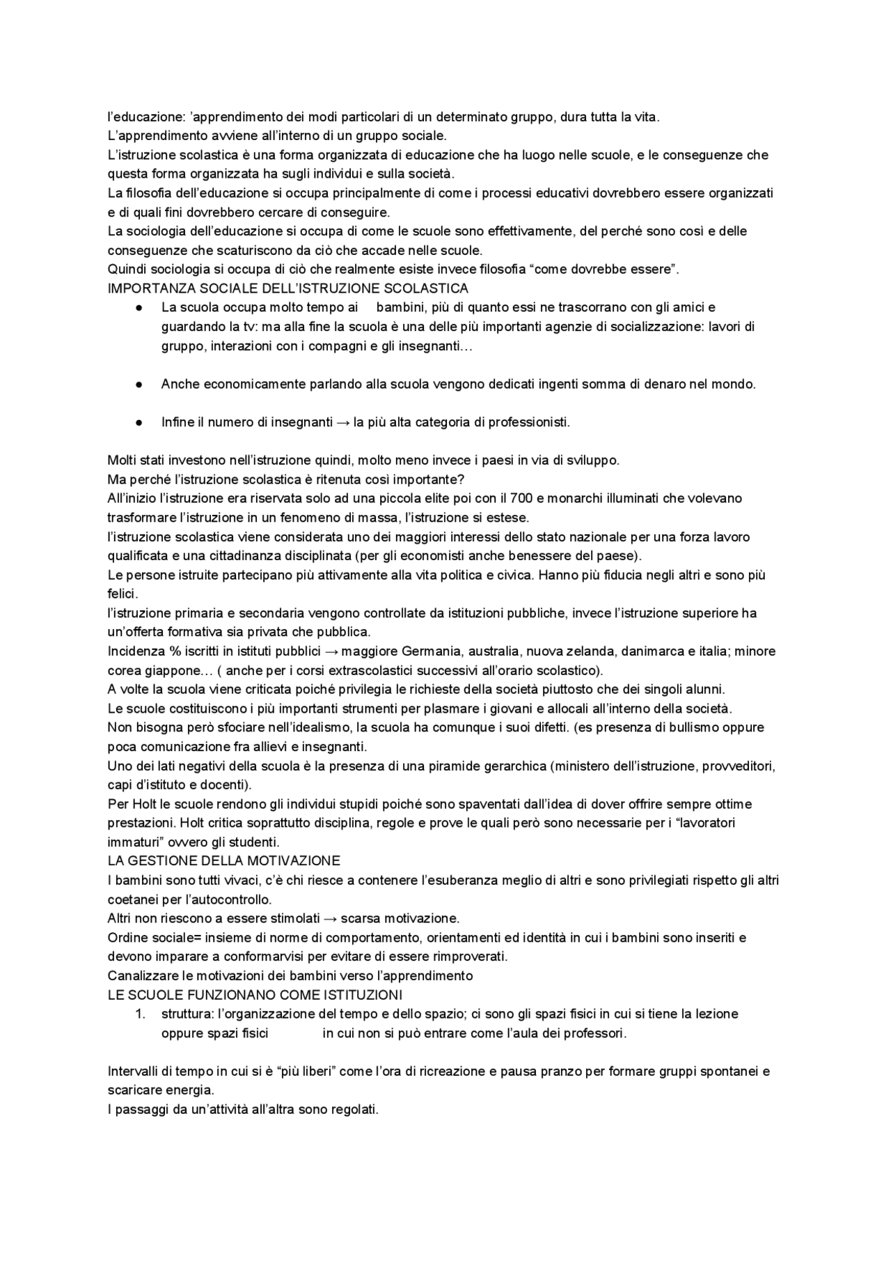 Riassunto Scuola E Società Brint Docsity