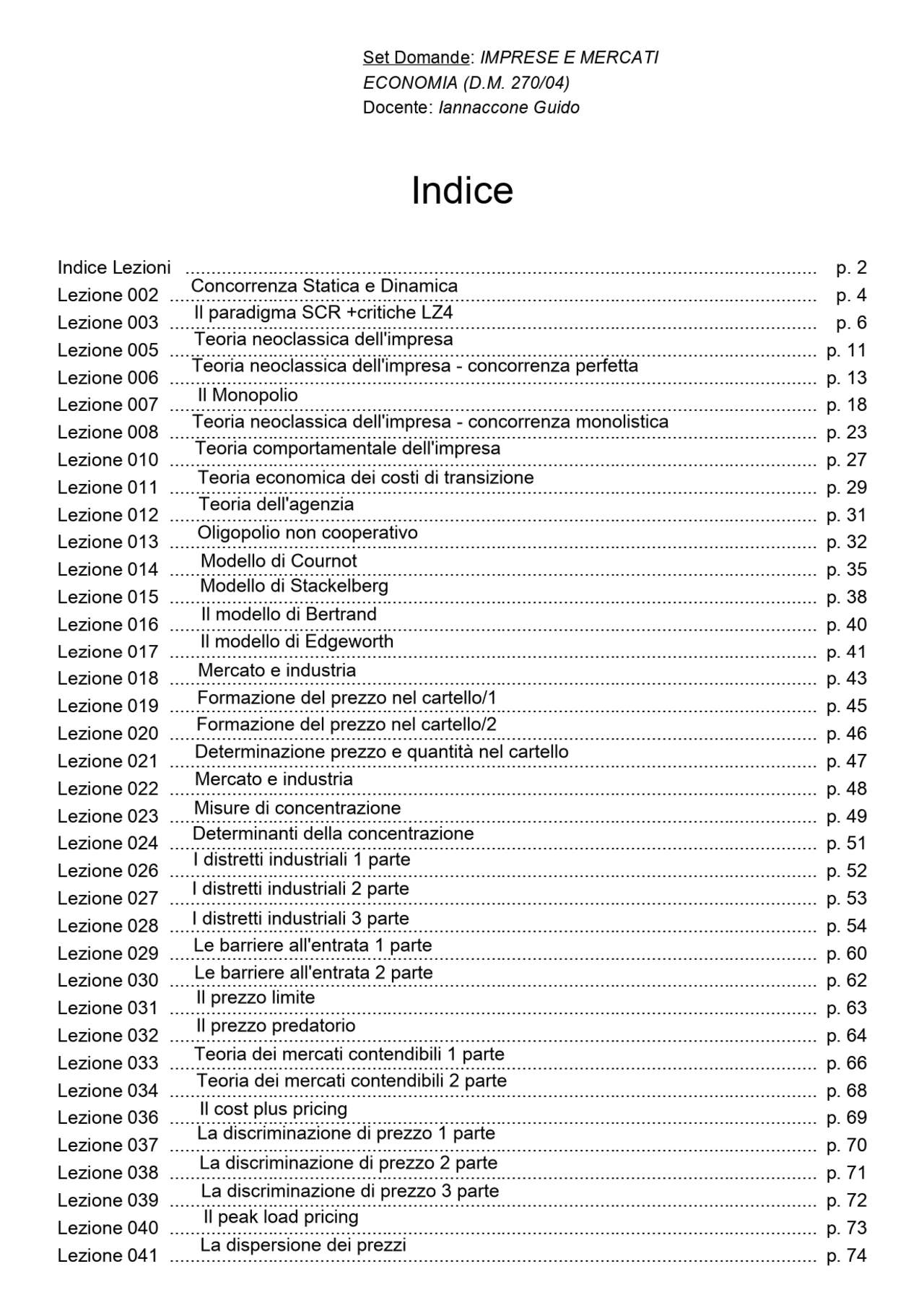 Paniere Di Imprese E Mercati Domande Aperte Docsity