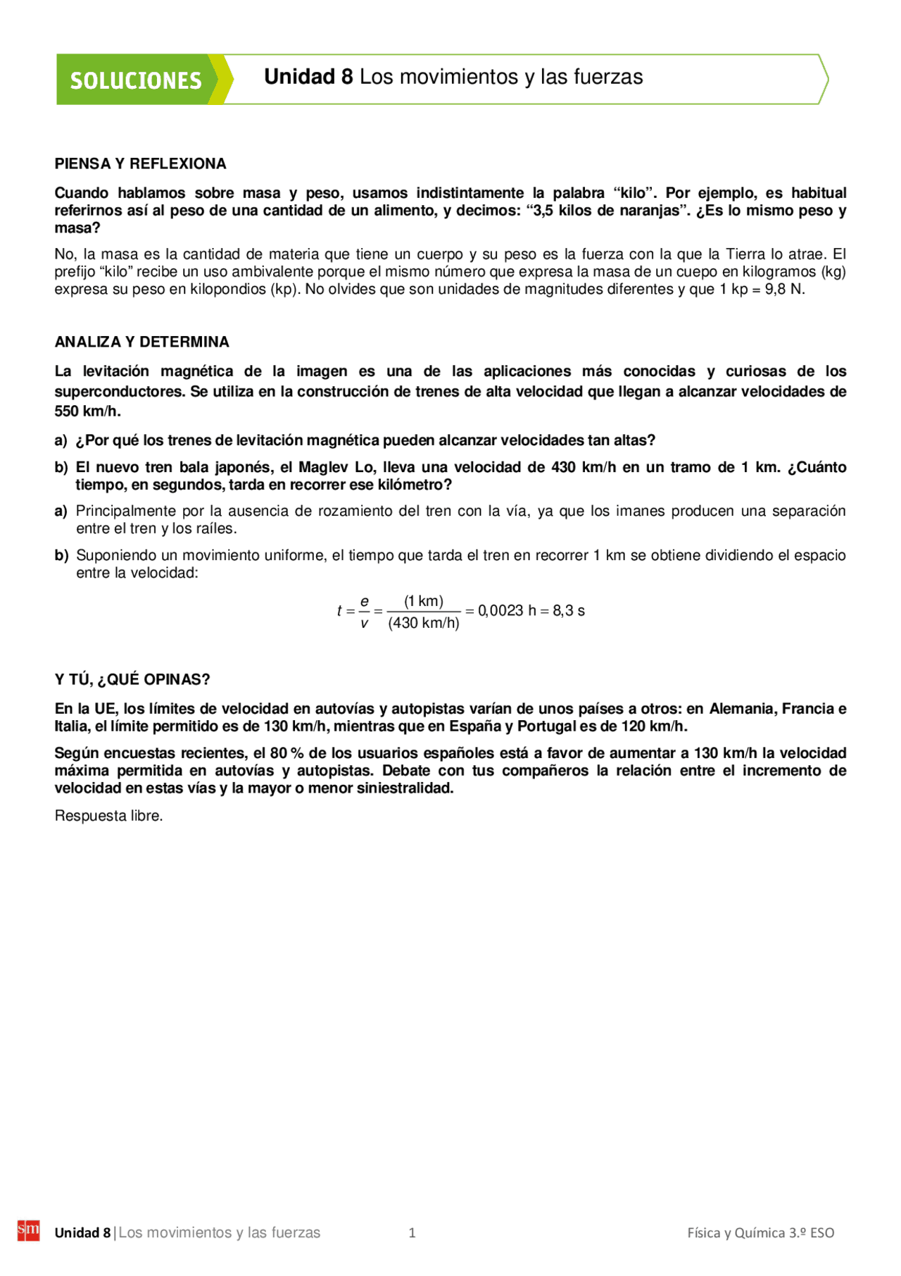 Tema 8- FyQ 3º Eso Solucionario - Docsity