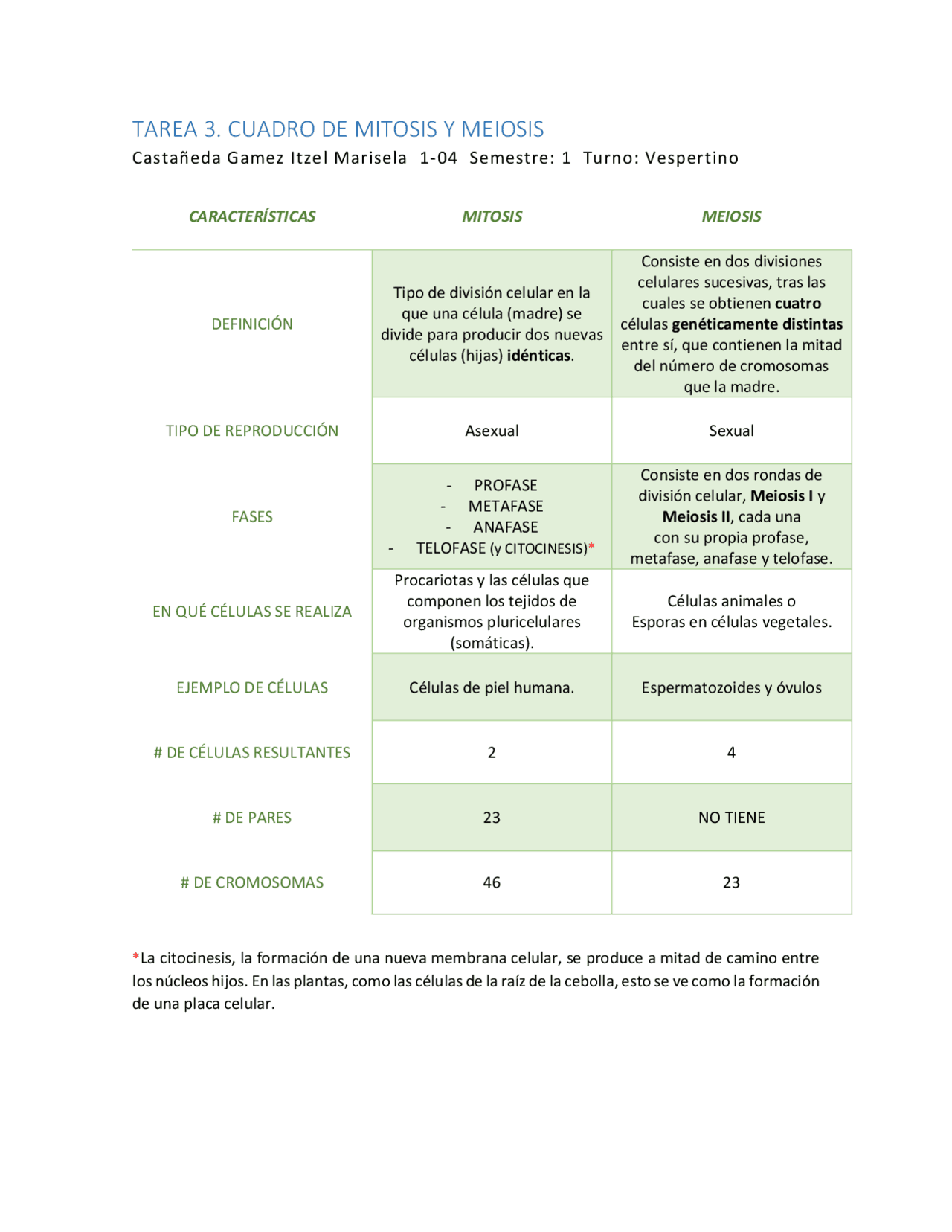 Cuadros Comparativos De Mitosis Y Meiosis Cuadro Comparativo Cuadros