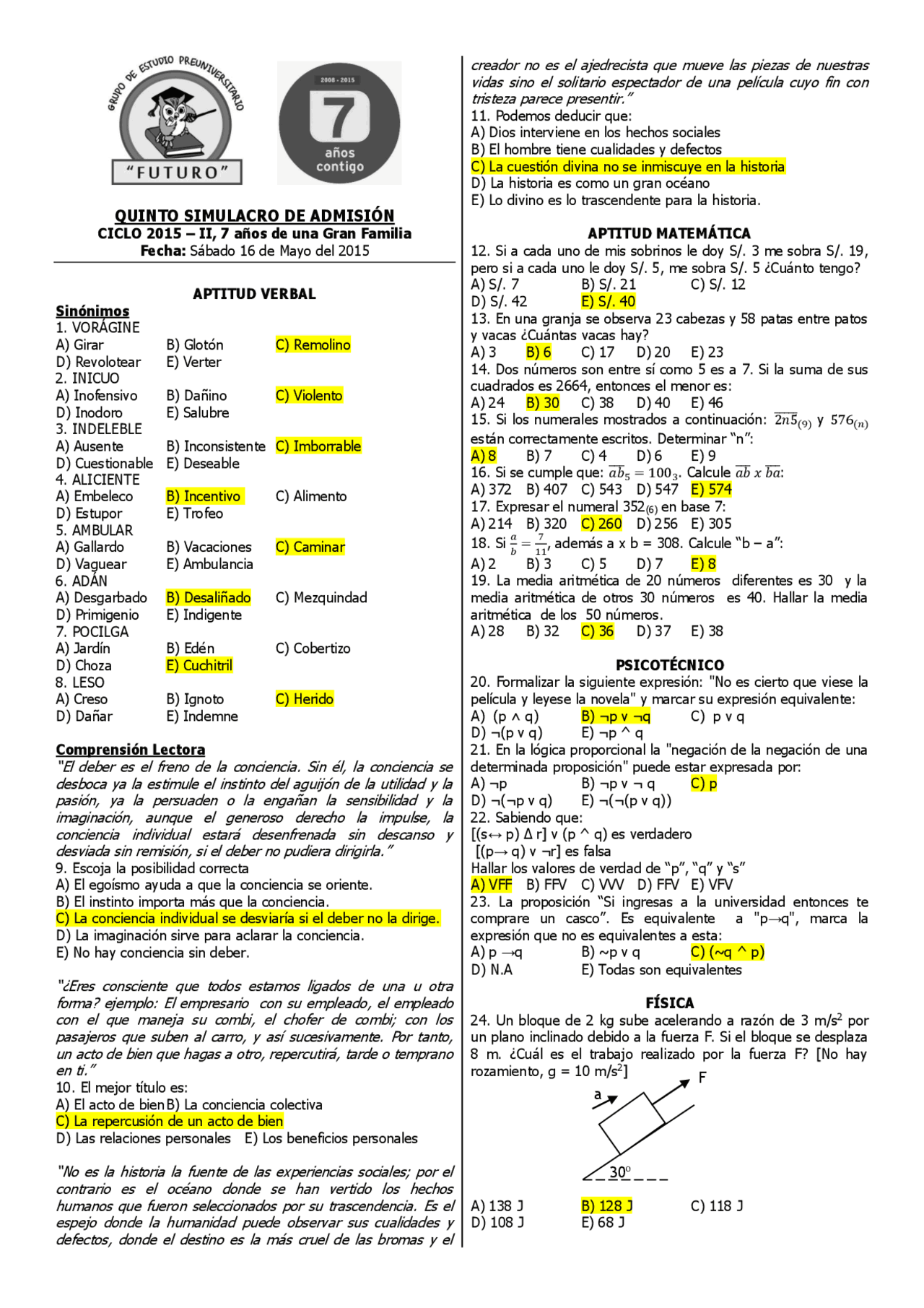 Simulacro de preguntas - Docsity