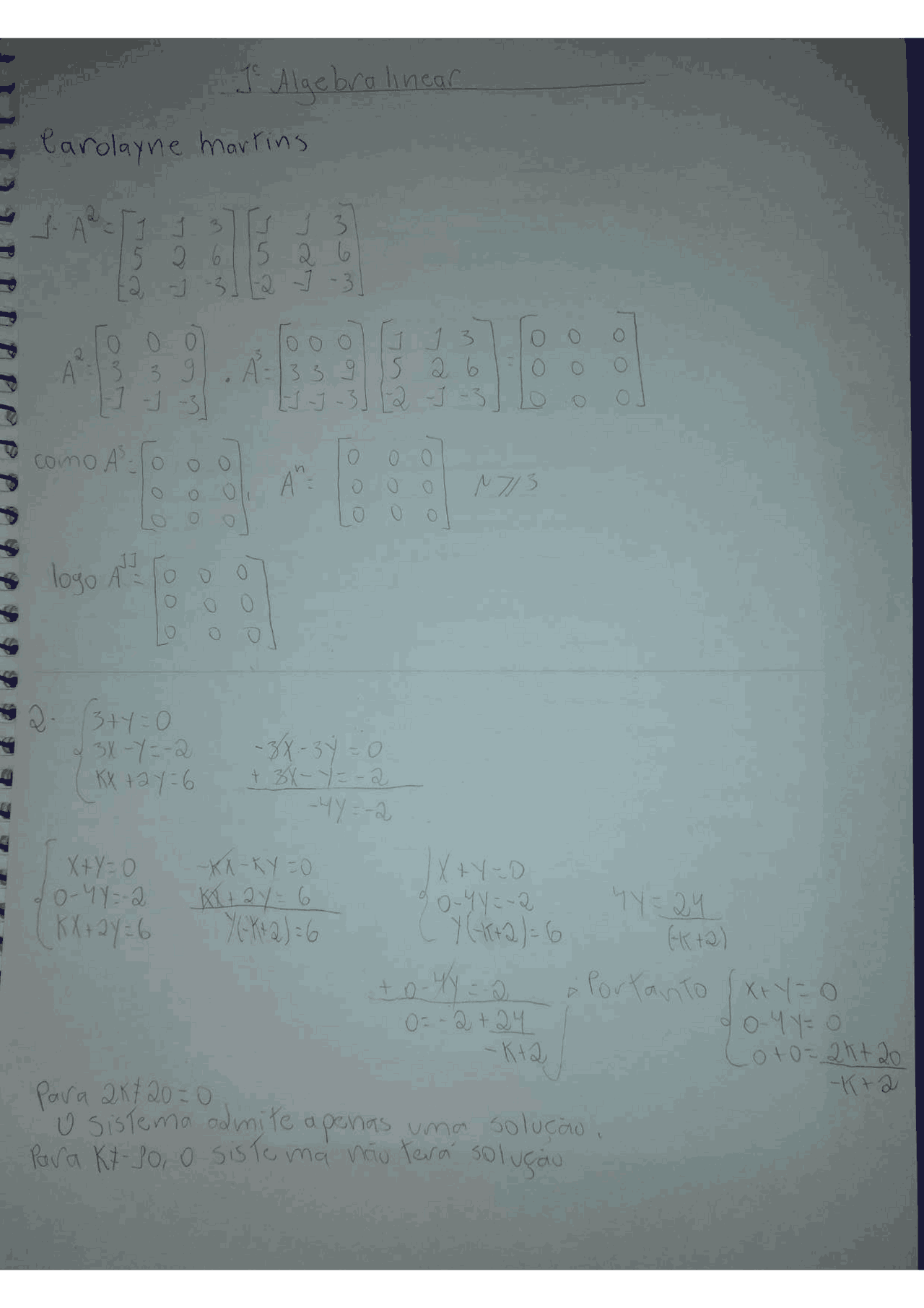 Exercício álgebra Linear Docsity