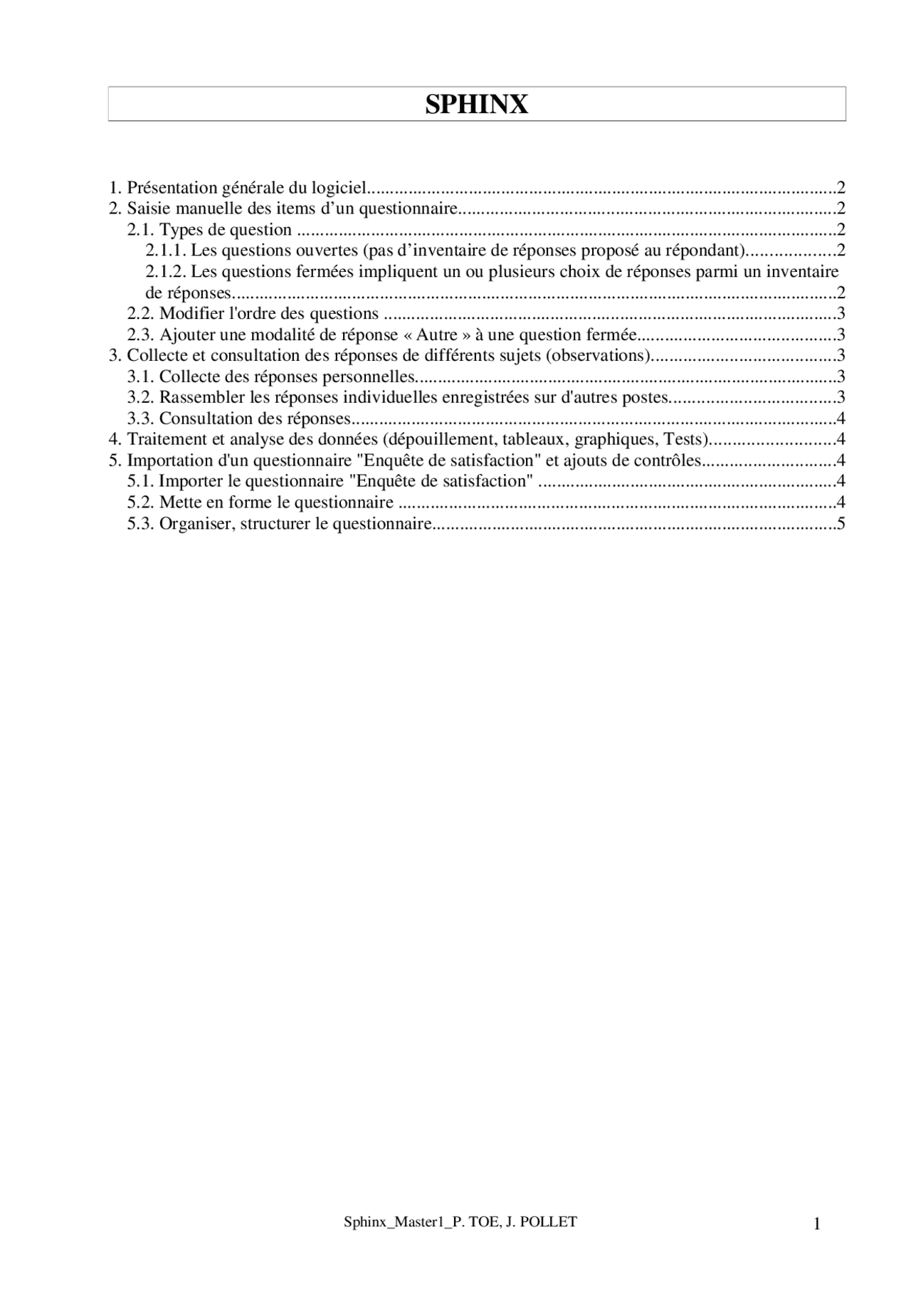 Sphinx, Saisie manuelle des items d’un questionnaire | Lectures Génie ...