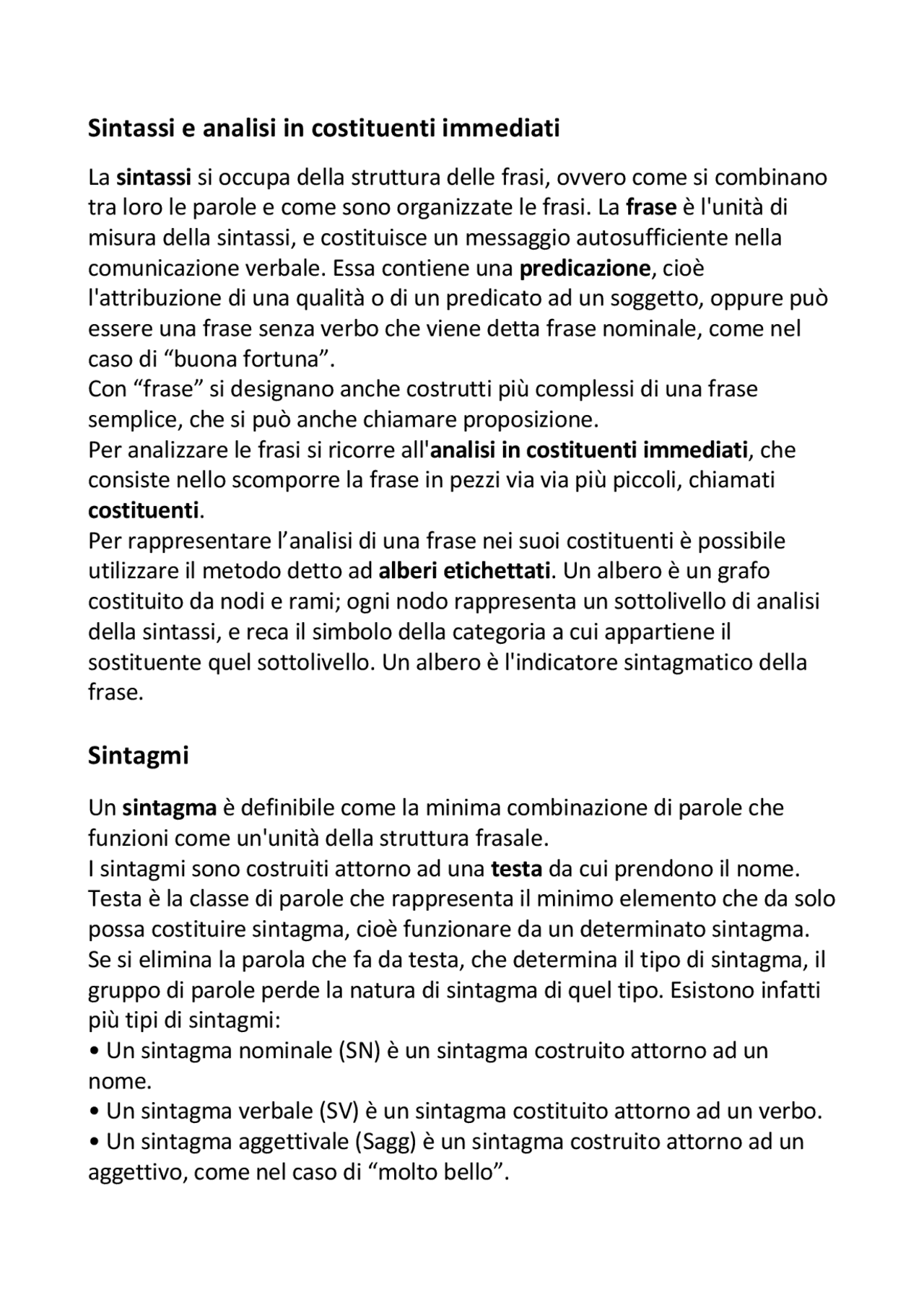 Riassunto sintassi e sintassi del periodo - Docsity