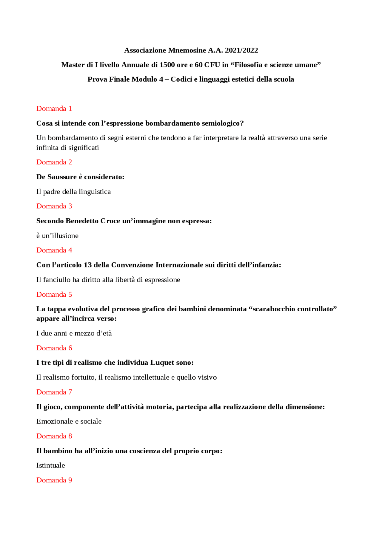 Modulo 4 Codici E Linguaggi Estetici Della Scuola Docsity