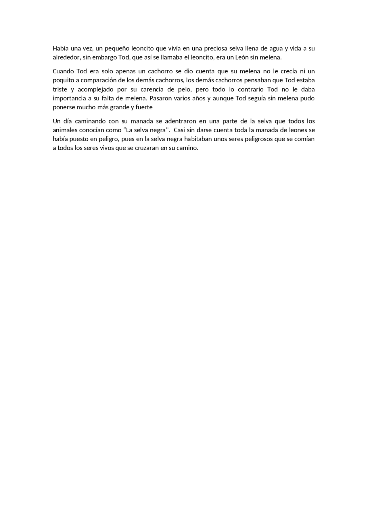 El del Cuento el León calvo valiente - Docsity
