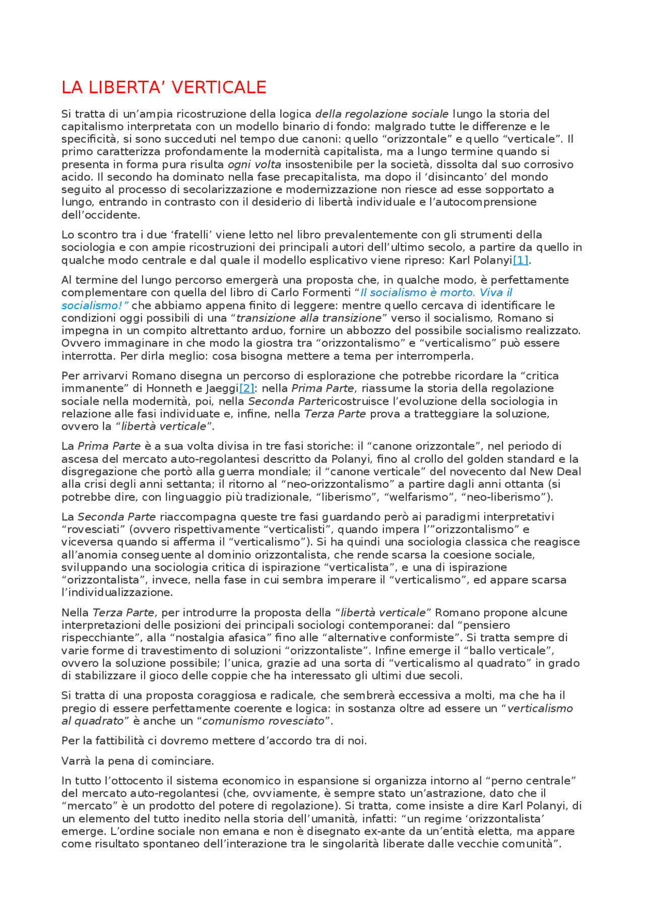 Riassunto Libertà Verticale Docsity