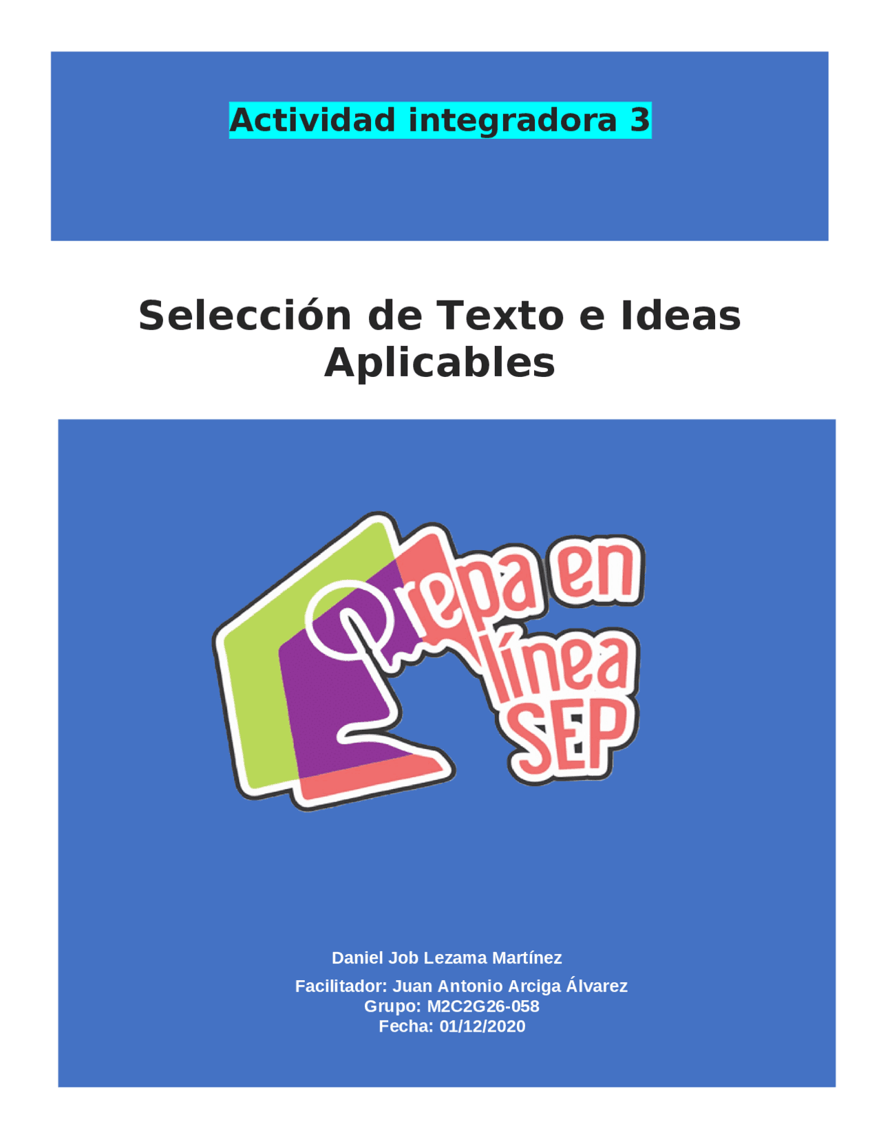 Selección de Texto e Ideas Aplicables - Docsity