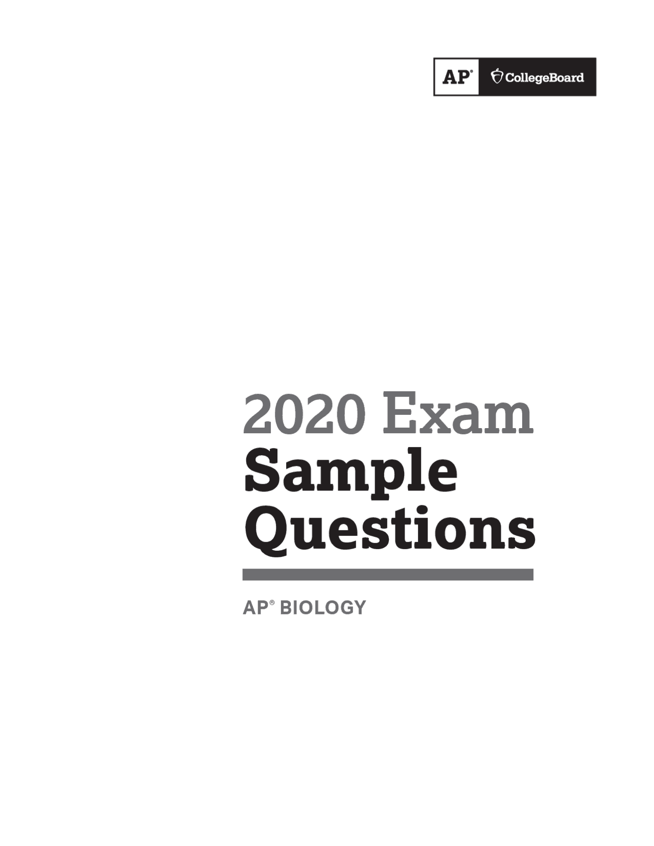 2020 Exam Sample Questions AP® BIOLOGY - Docsity