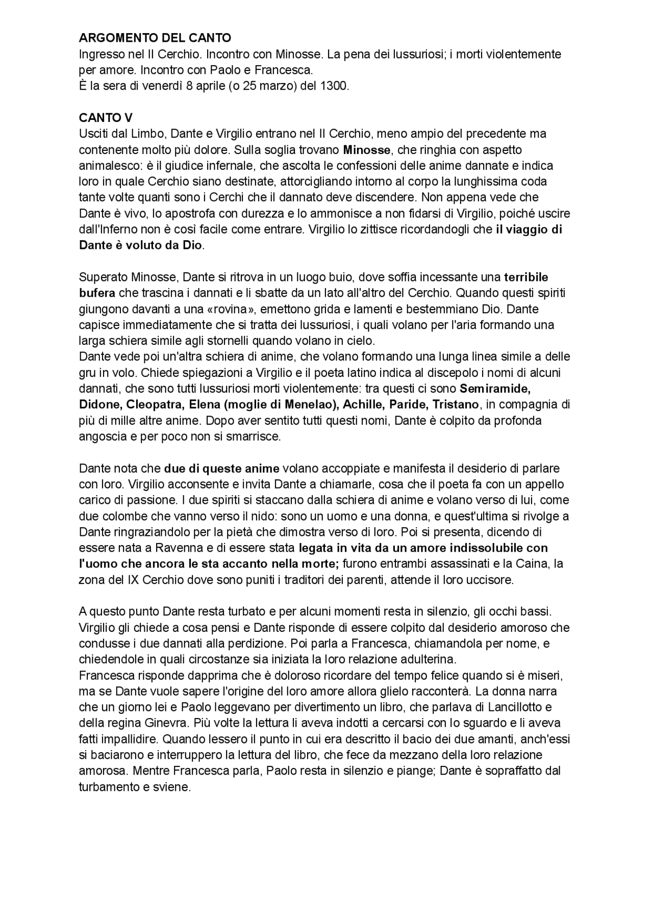 Canto V inferno (Dante) - Docsity