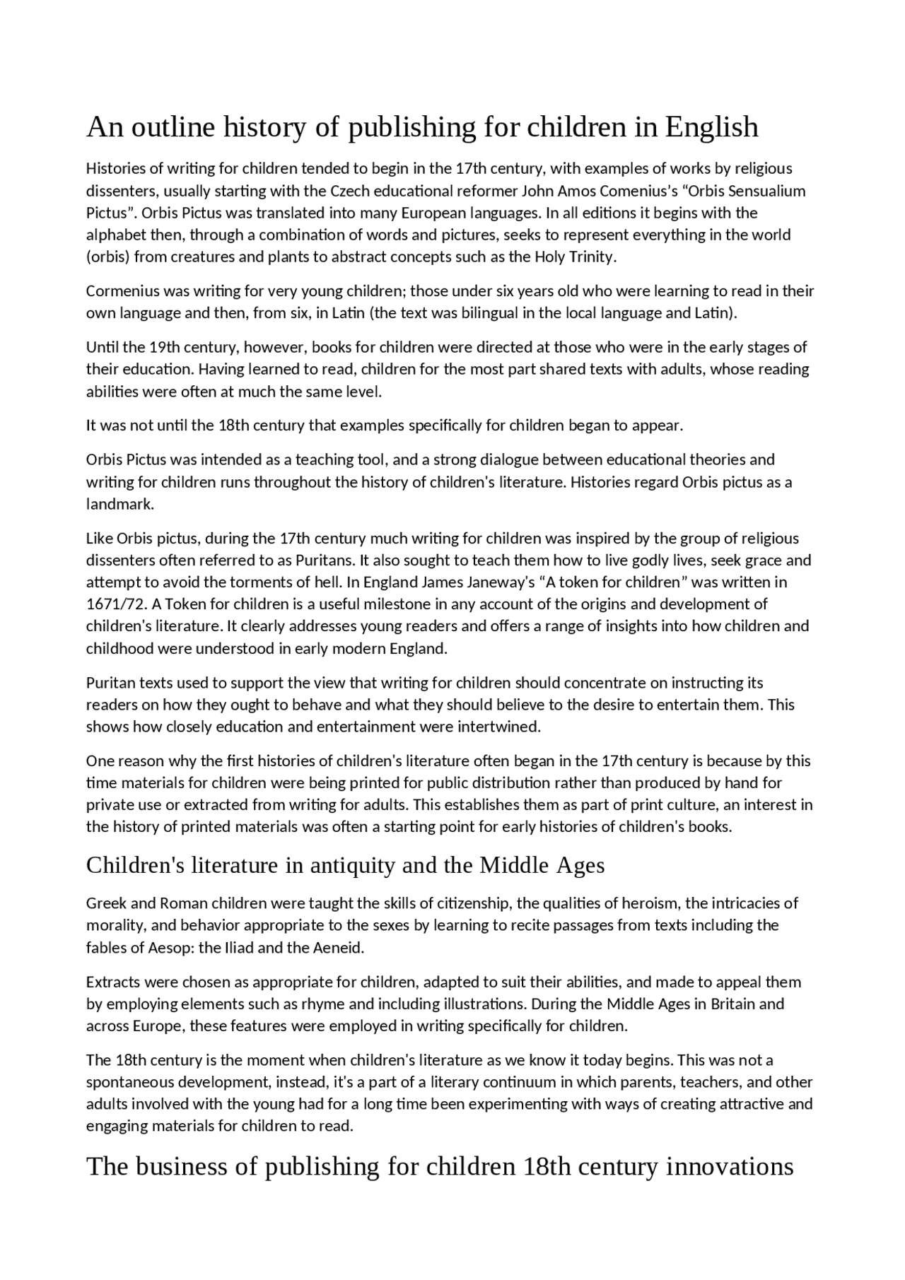 Children's Literature: a very short introduction - Docsity