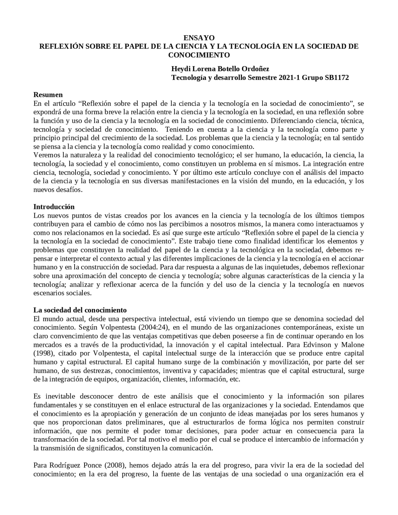 La ciencia y la tecnología en la sociedad - Docsity