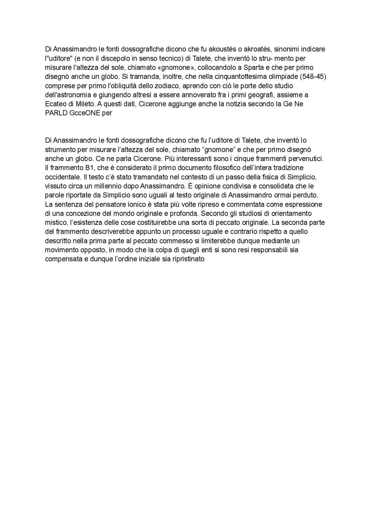 Anassimandro Filosofia Docsity
