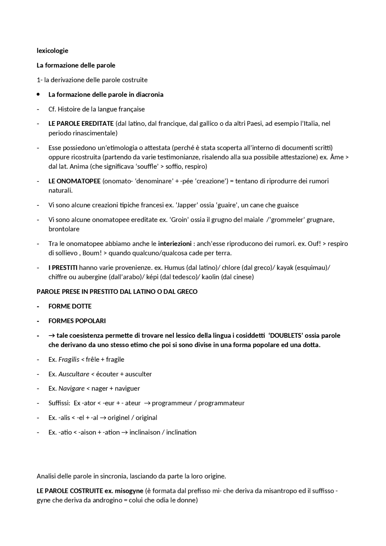 Appunti Di Lingua Francese 1 Lessicologia Docsity
