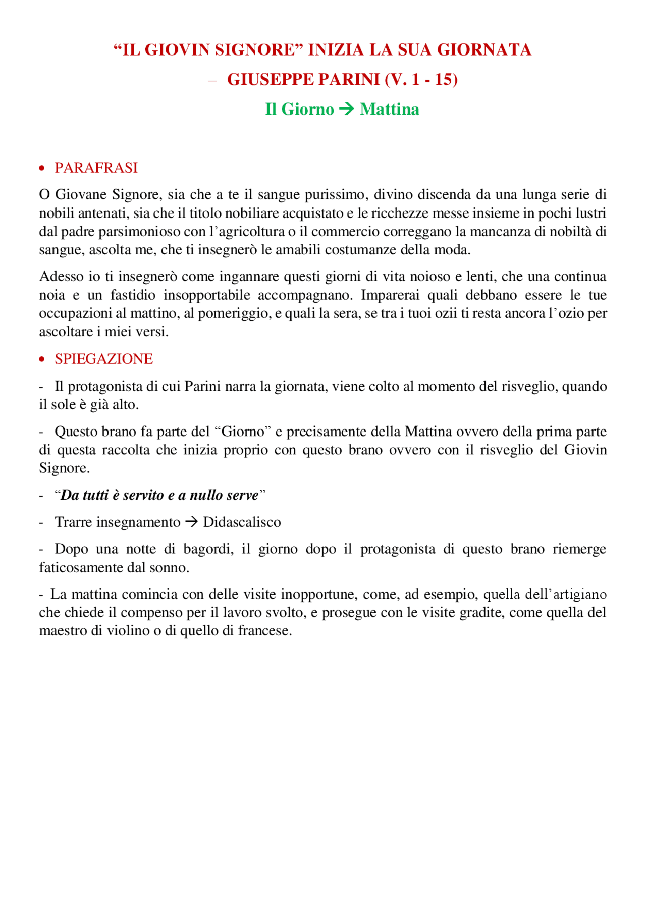 "Il giovin signore" inizia la sua giornata (V. 1 - 15) - Giuseppe ...