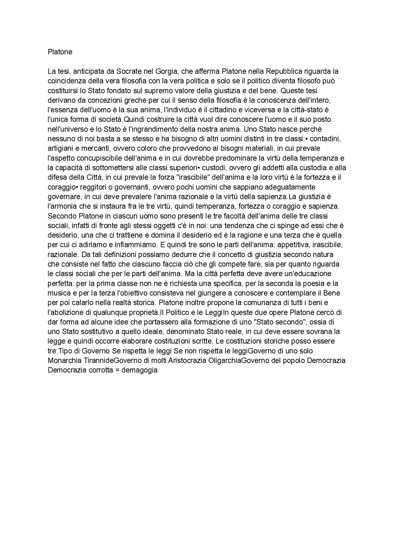 La Vita Di Platone Riassunto Docsity