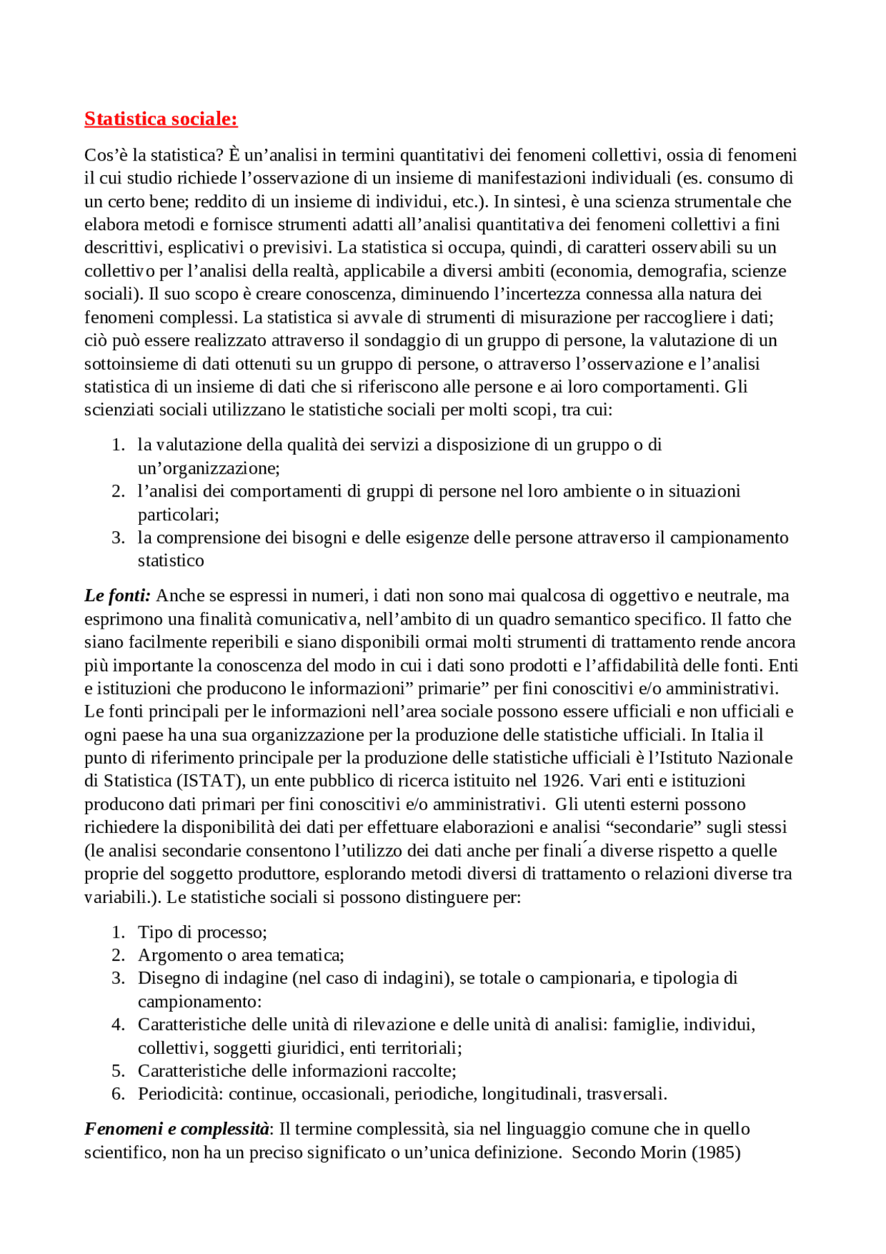 Riassunto Di Statistica Sociale Docsity