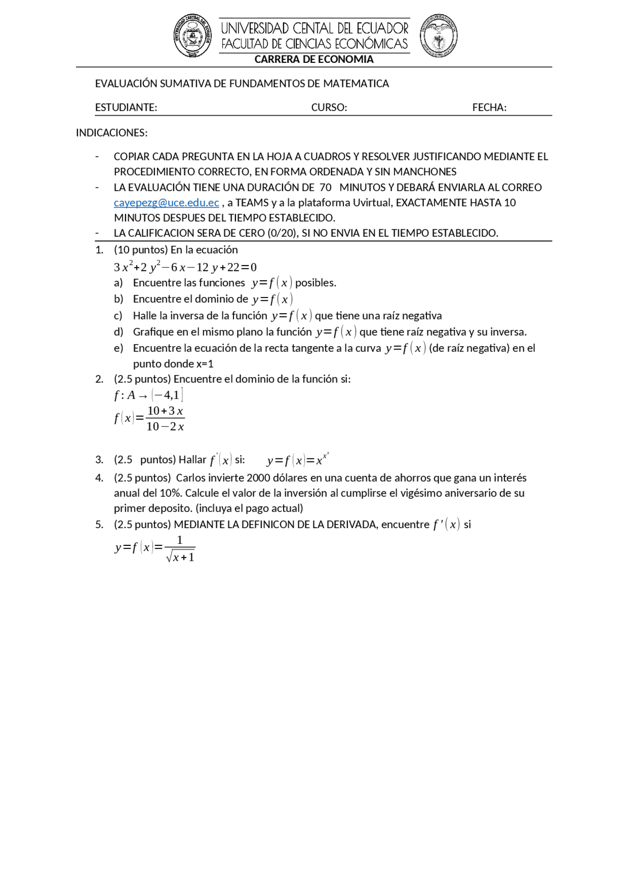 Examen sumativo fin de semestre banco de preguntas - Docsity