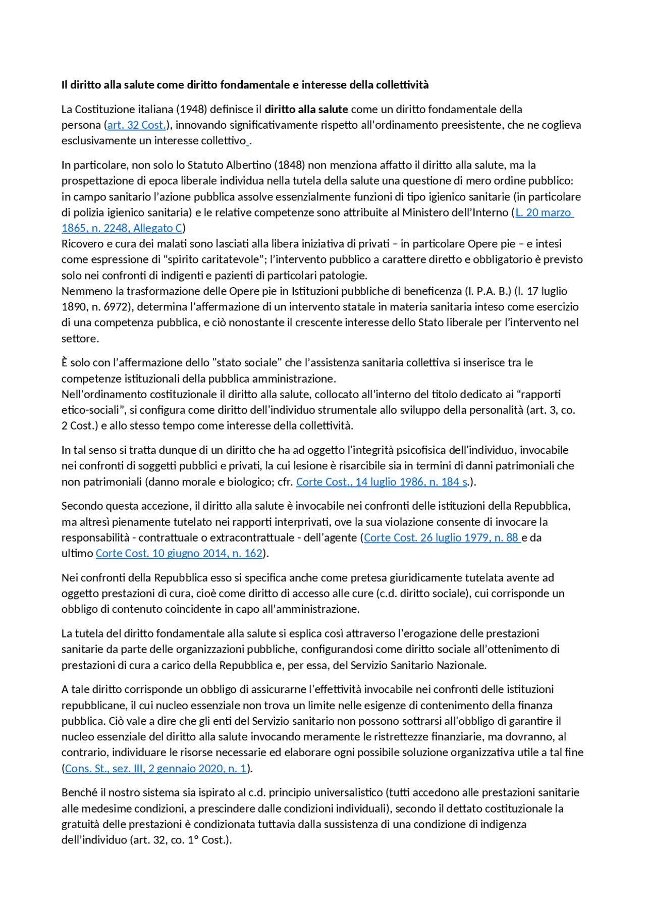 Diritto Sanitario Parte 1 Docsity