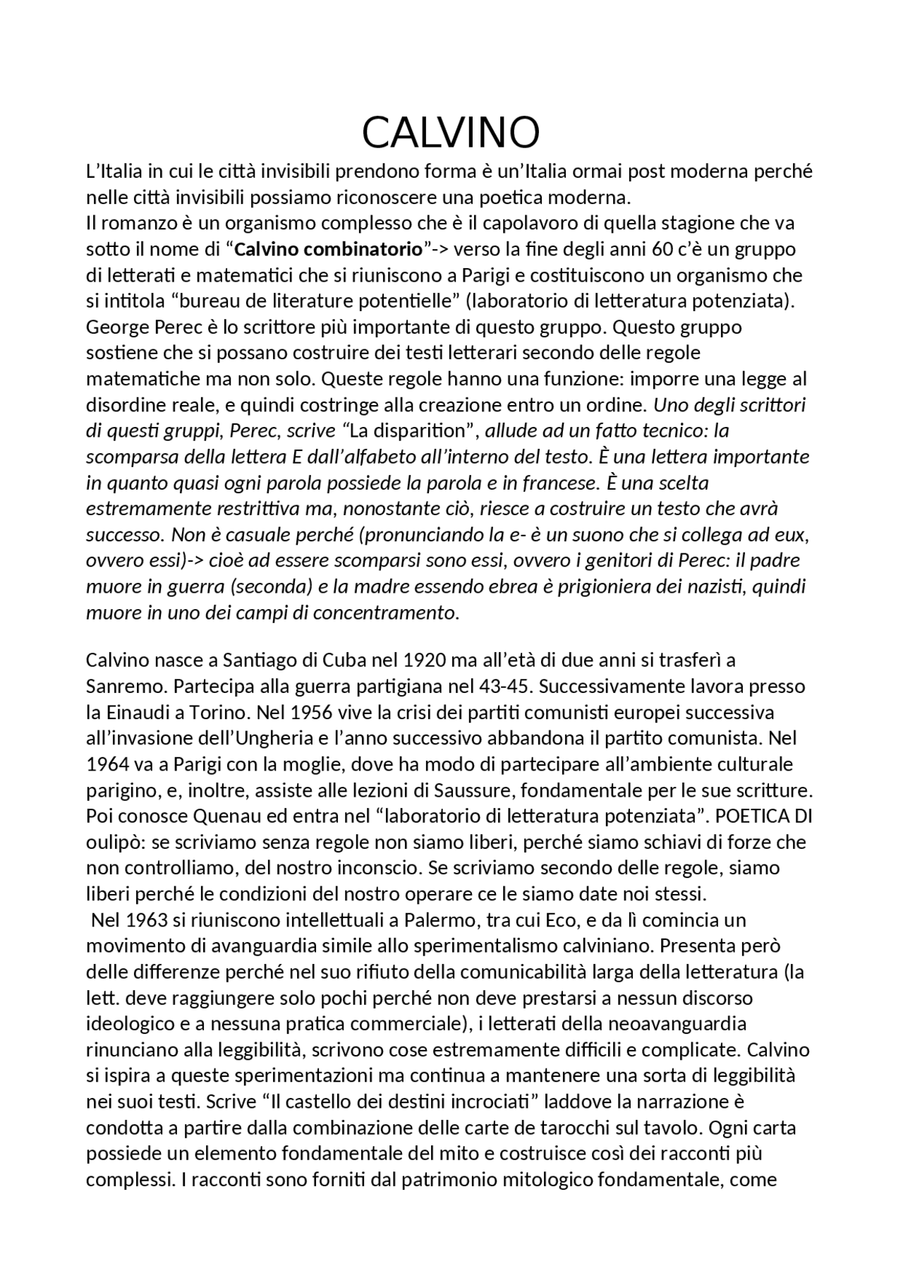 Calvino Le Città Invisibili Docsity