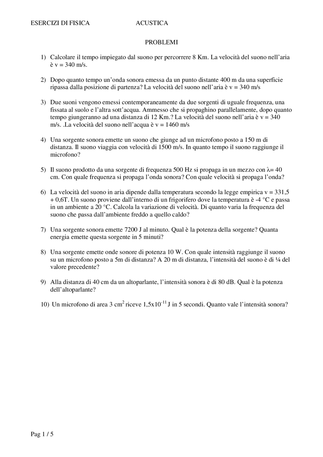Fisica Acustica Appunti Docsity