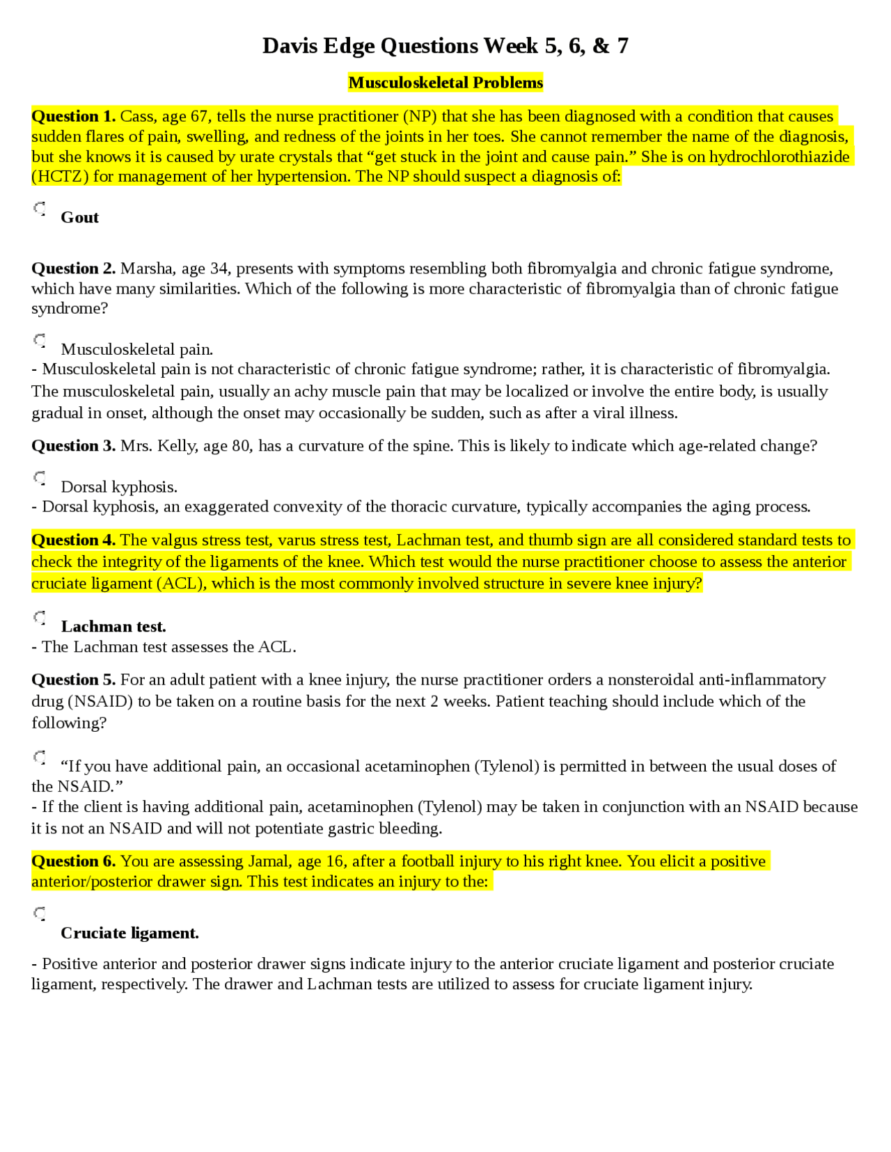 Davis Edge Questions Week 5, 6, 7. - Docsity