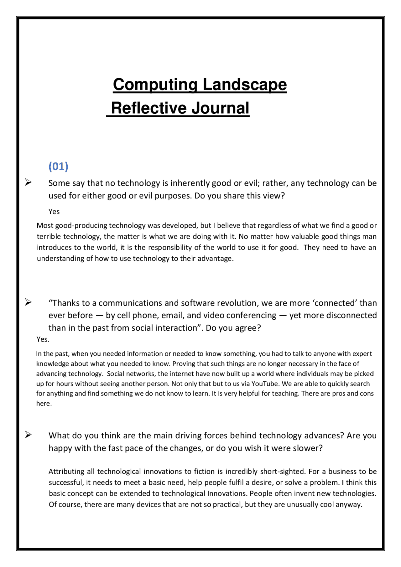 Computer Landscape Reflective Journal | Study Guides, Projects ...