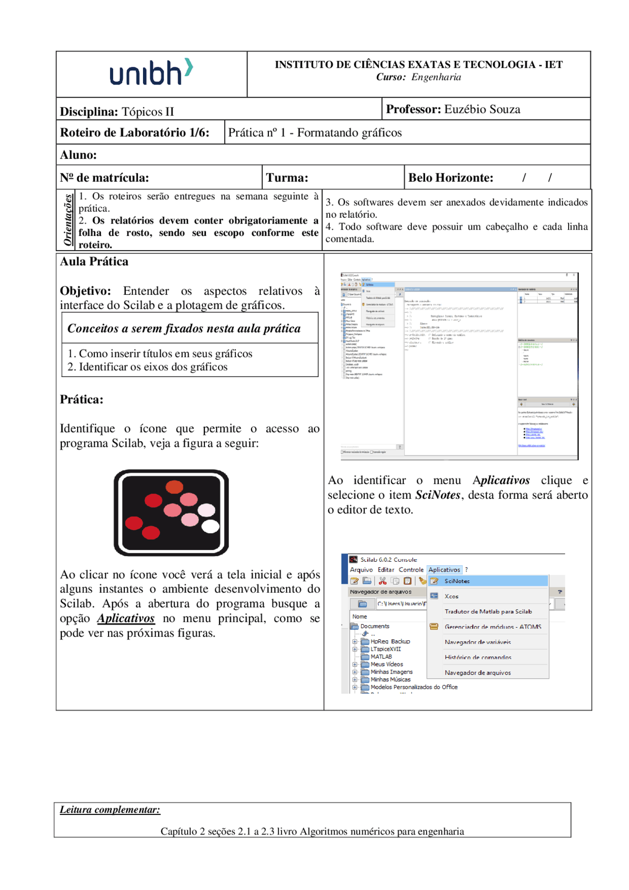 Pratica Scilab Topicos Especiais Docsity