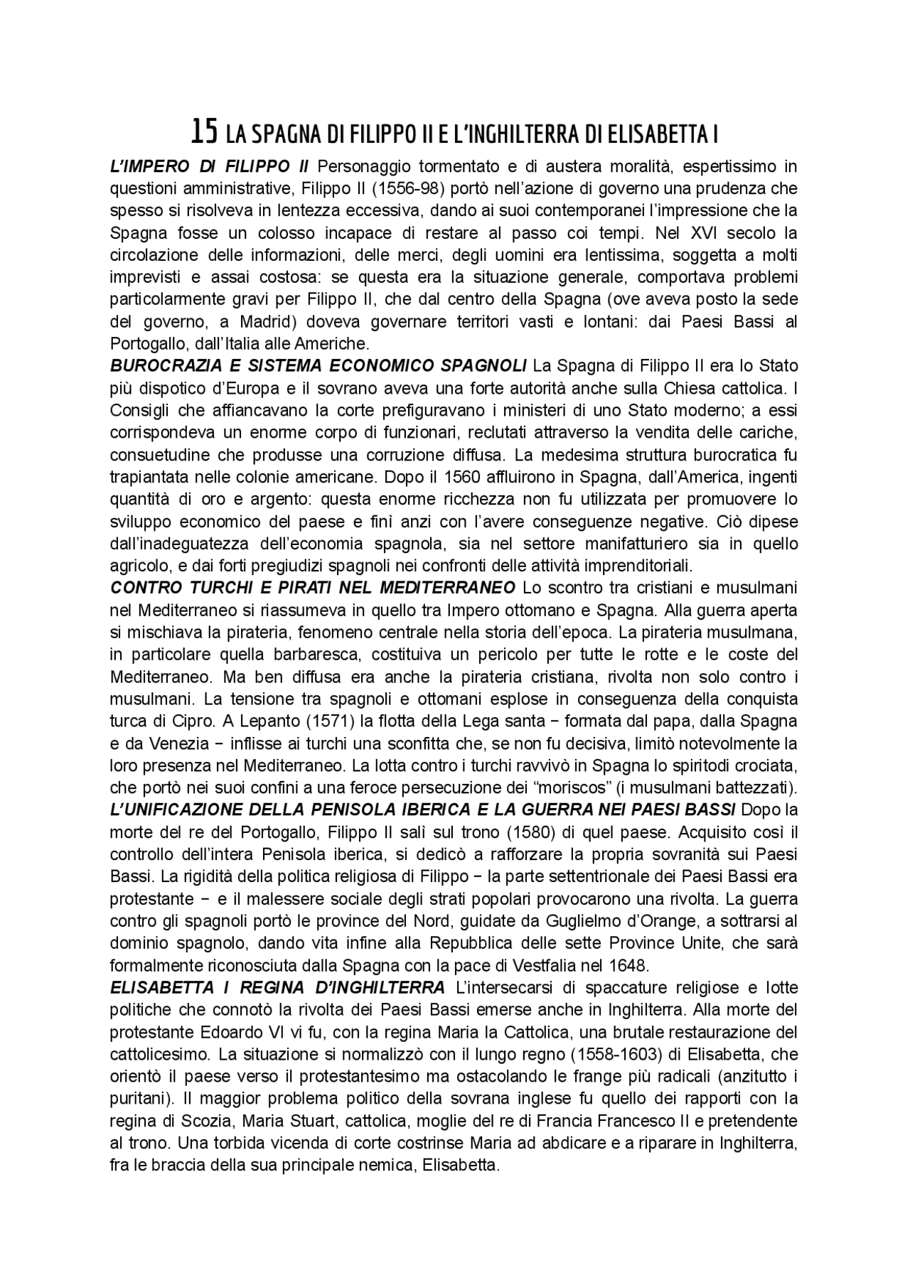 Filippo Ii E Elisabetta I Docsity