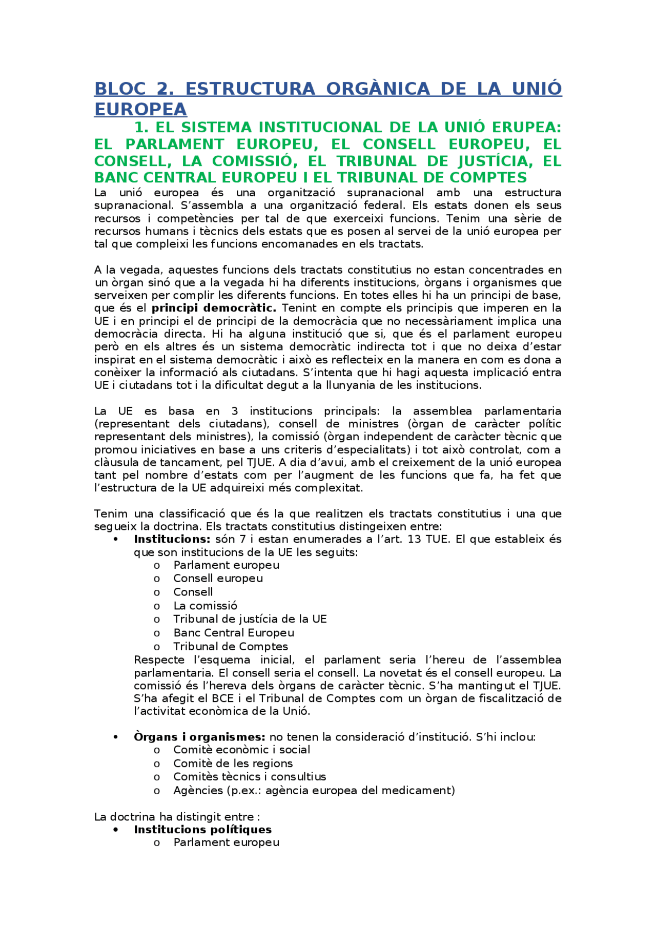 Unitat 2 I Unitat 3 Institucions De Dret Comunitari Docsity