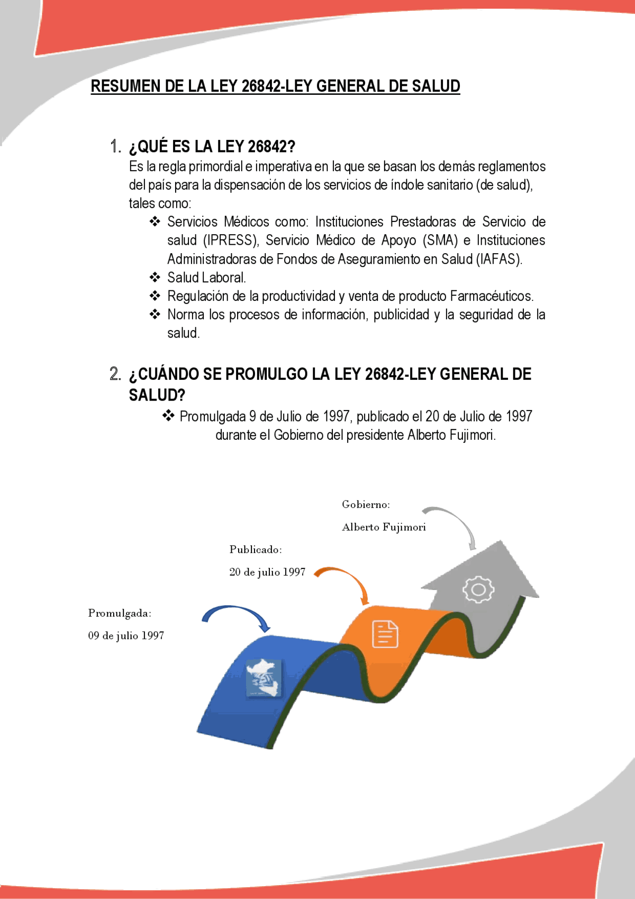RESUMEN DE LA LEY GENERAL DE SALUD Nº 26842 | Resúmenes de Química | Docsity