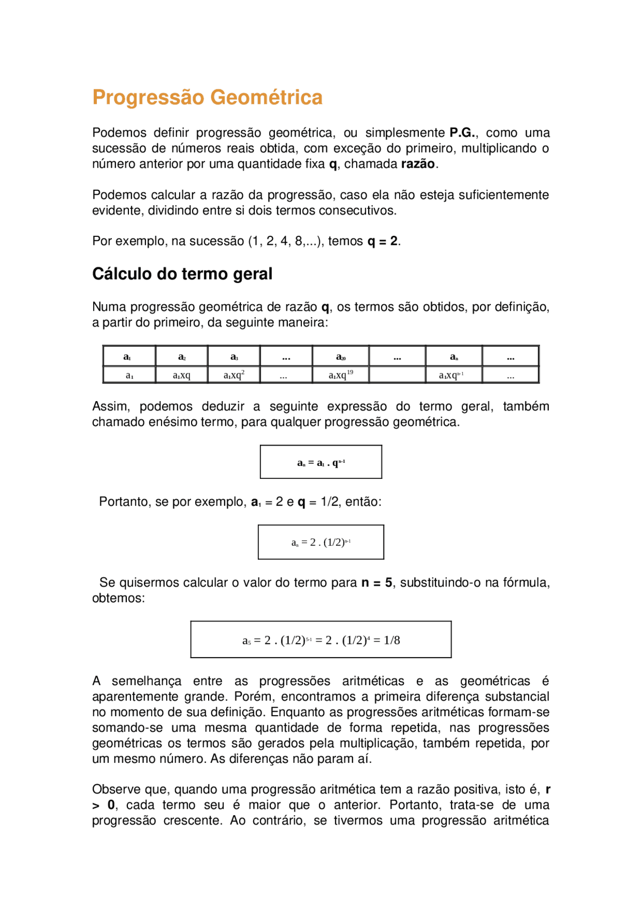 Progressão Geometrica - Docsity