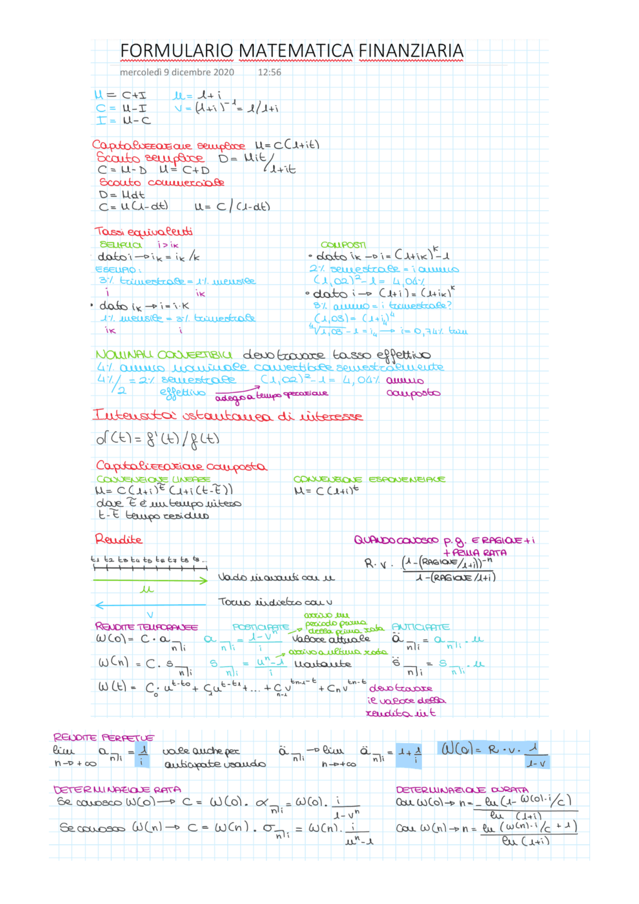 FORMULARIO MATEMATICA FINANZIARIA - Docsity