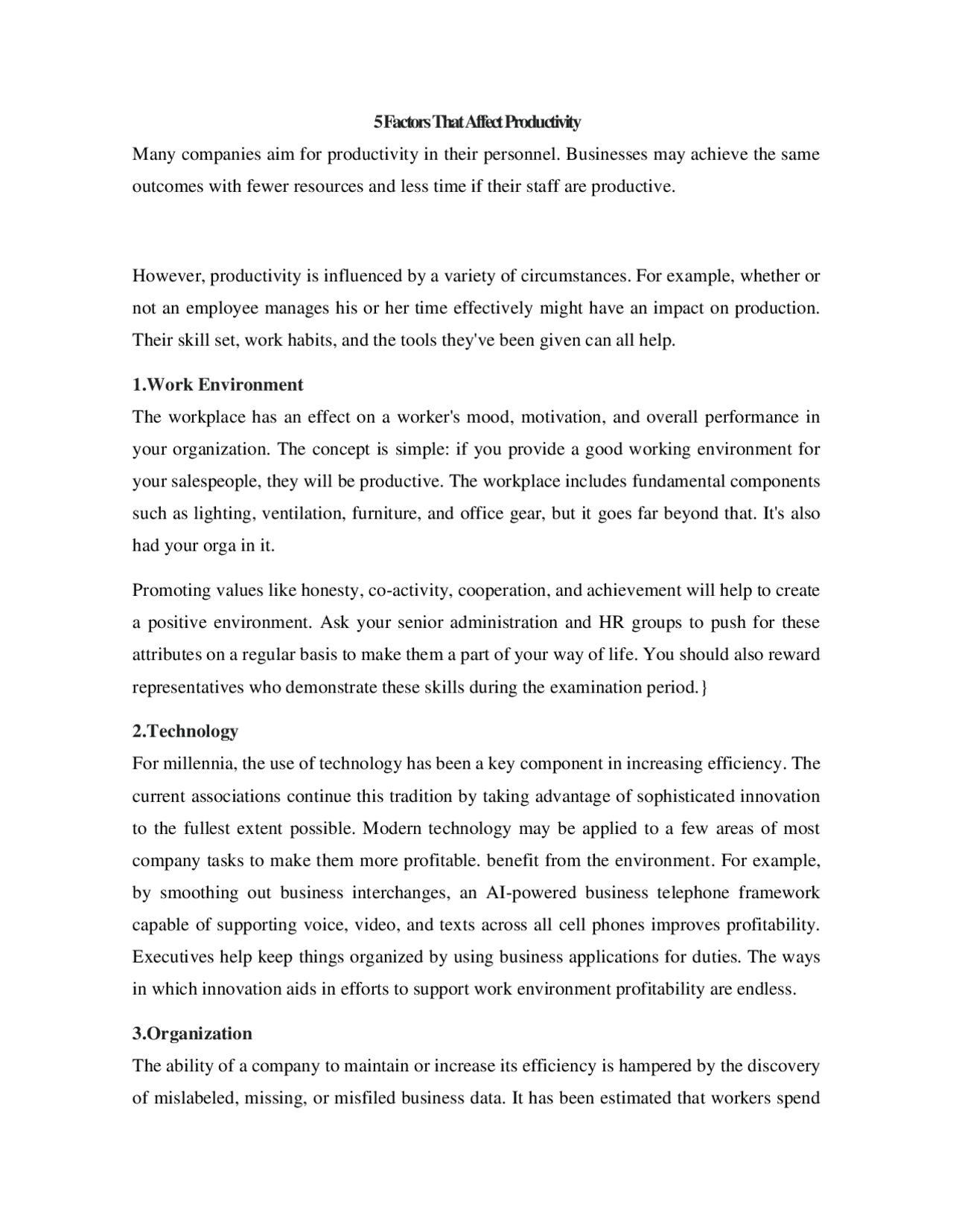 5 factores que afectan la productividad | Monografías, Ensayos de ...