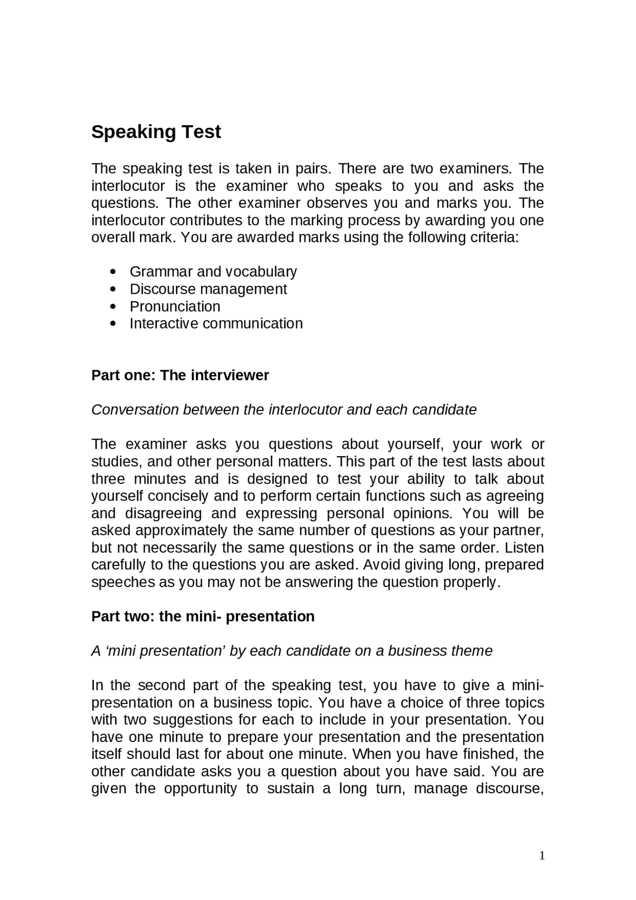 Speaking Test: A Comprehensive Guide to the Three Parts and Assessment ...