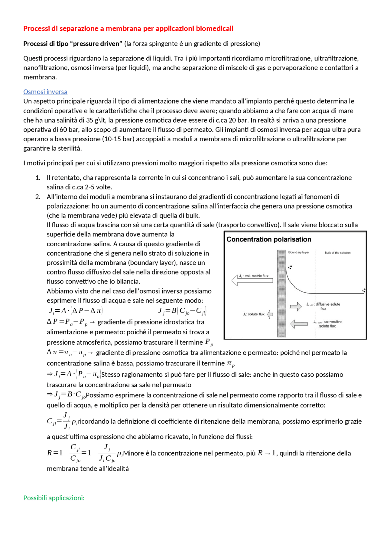 Tecnologie A Membrana Per Lingegneria Biomedica Docsity