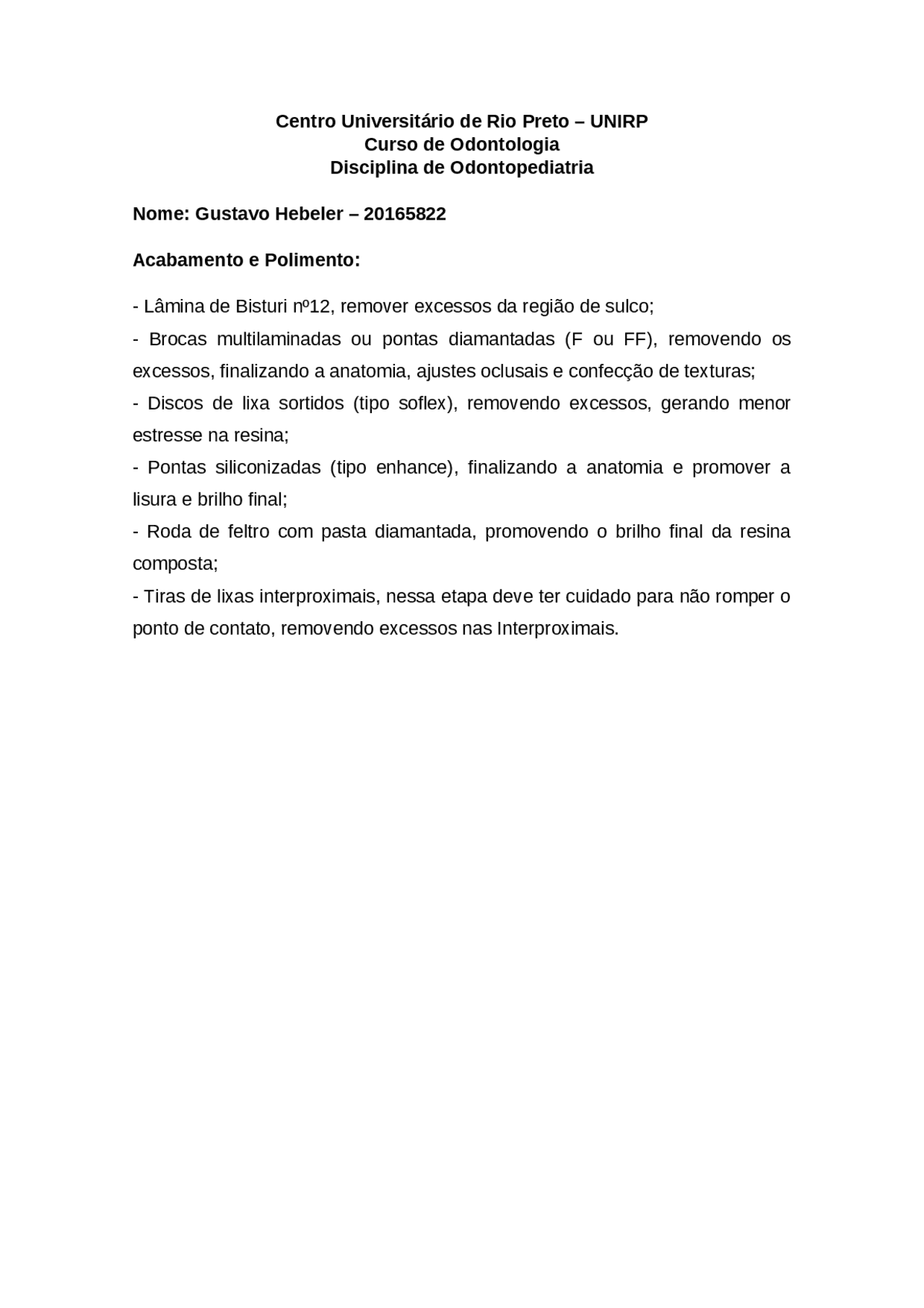 Acabamento E Polimento De Restaurações Docsity