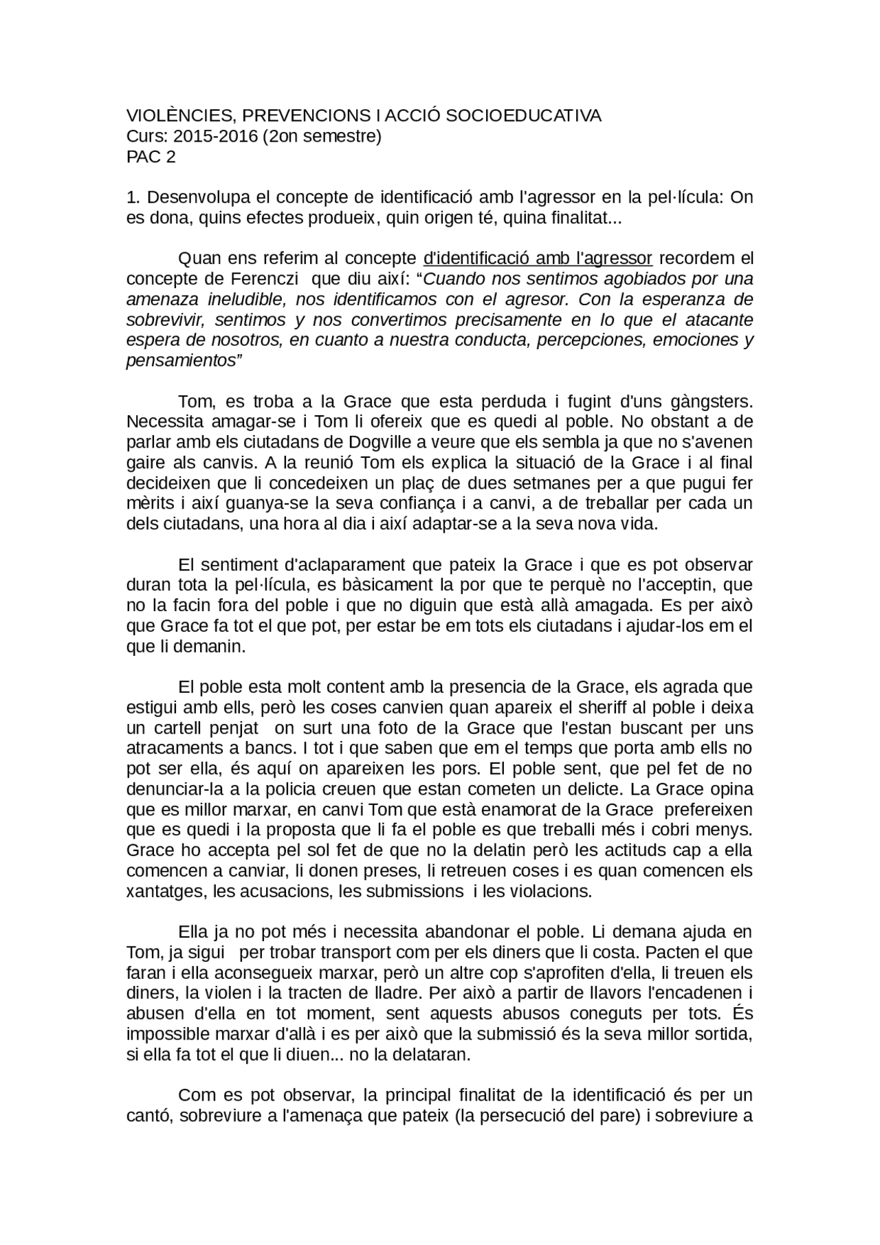 Pac 2 Violencies Prevencions I Acció Socioeducativa Docsity