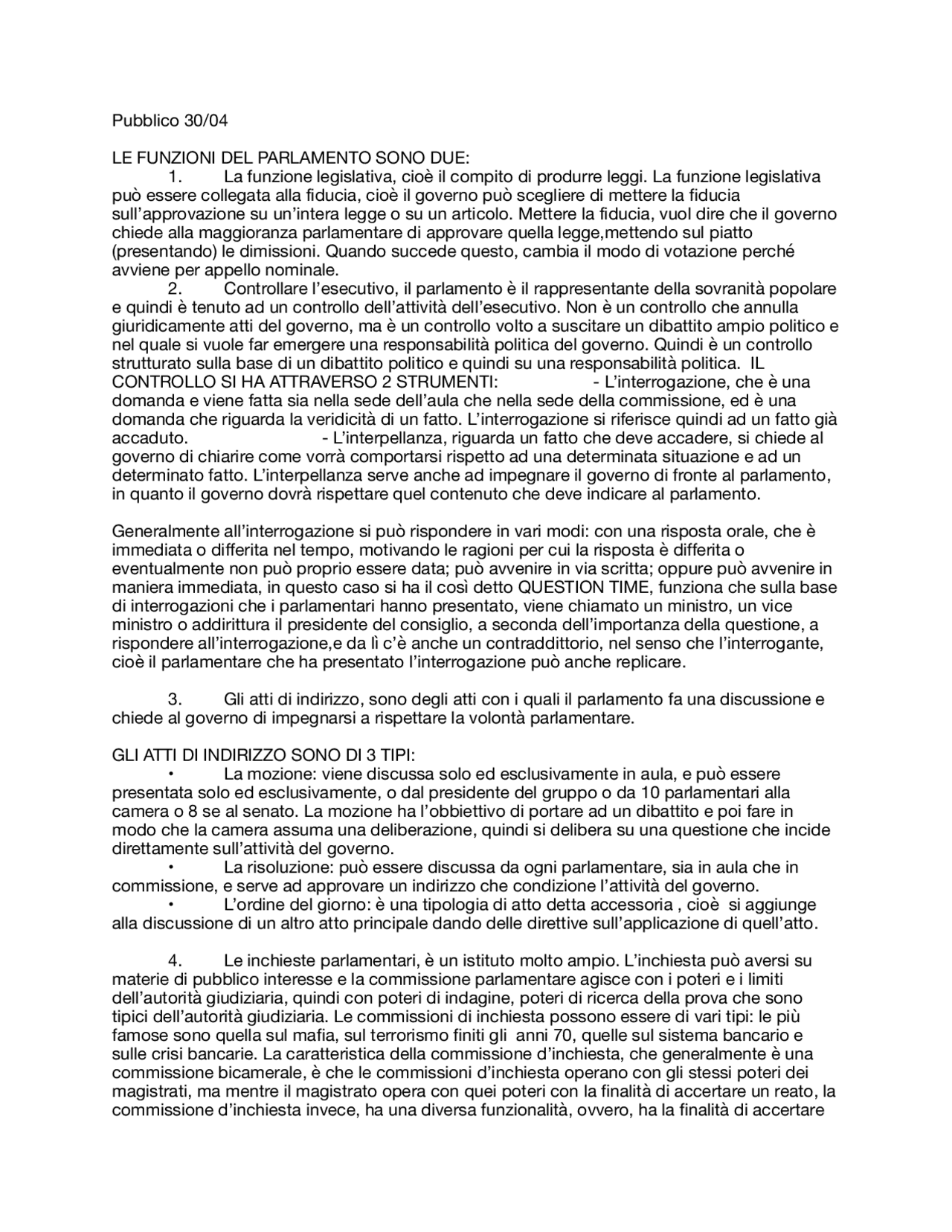 Le Funzioni Del Parlamento Docsity