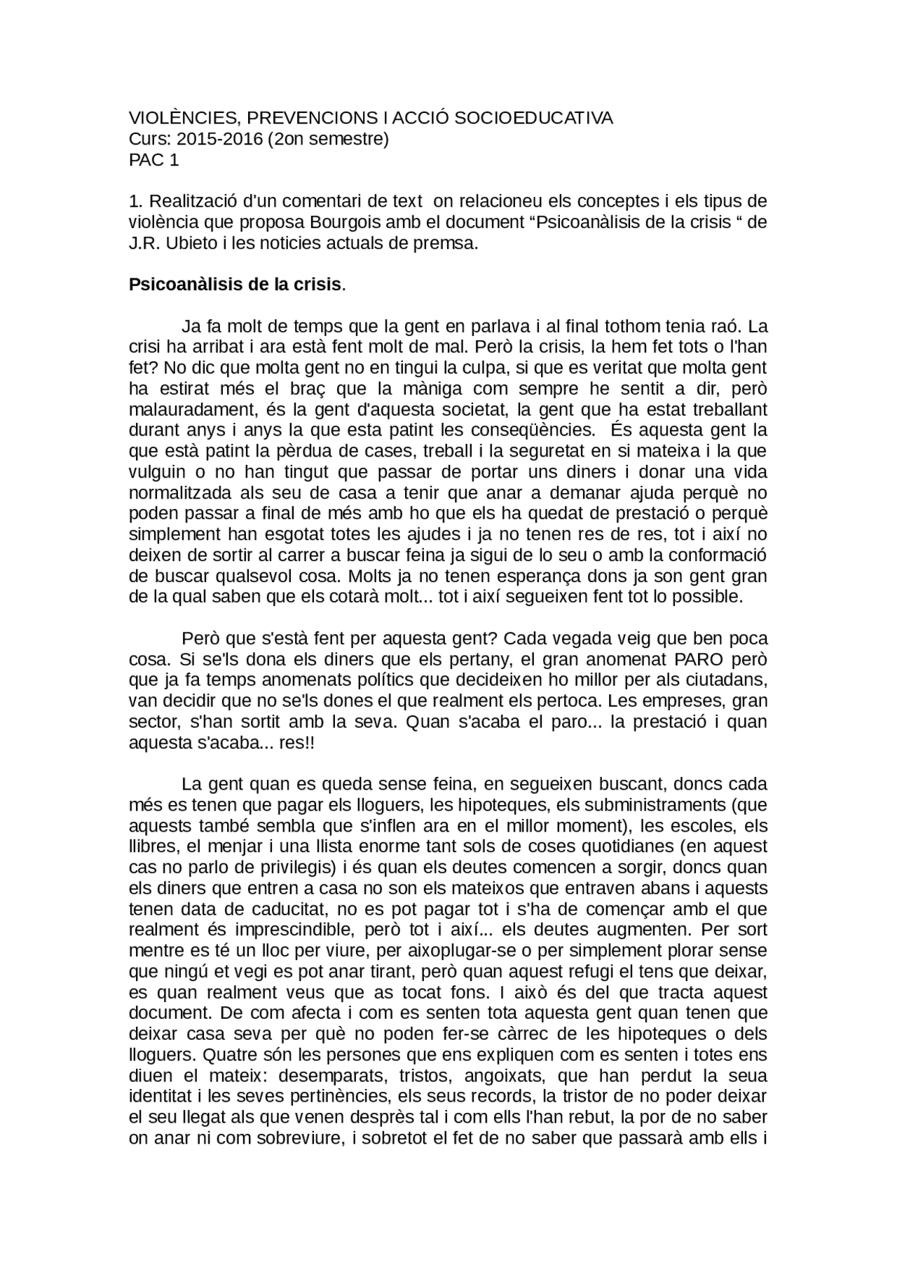 Violencia Prevencions I Acció Socioeducativa Docsity