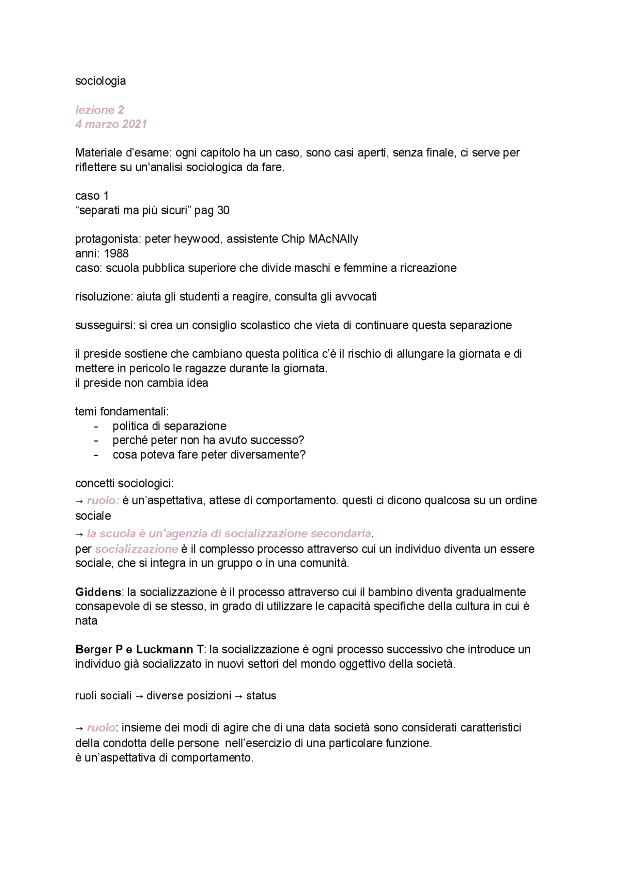 Appunti Sociologia Martina Visentin Docsity