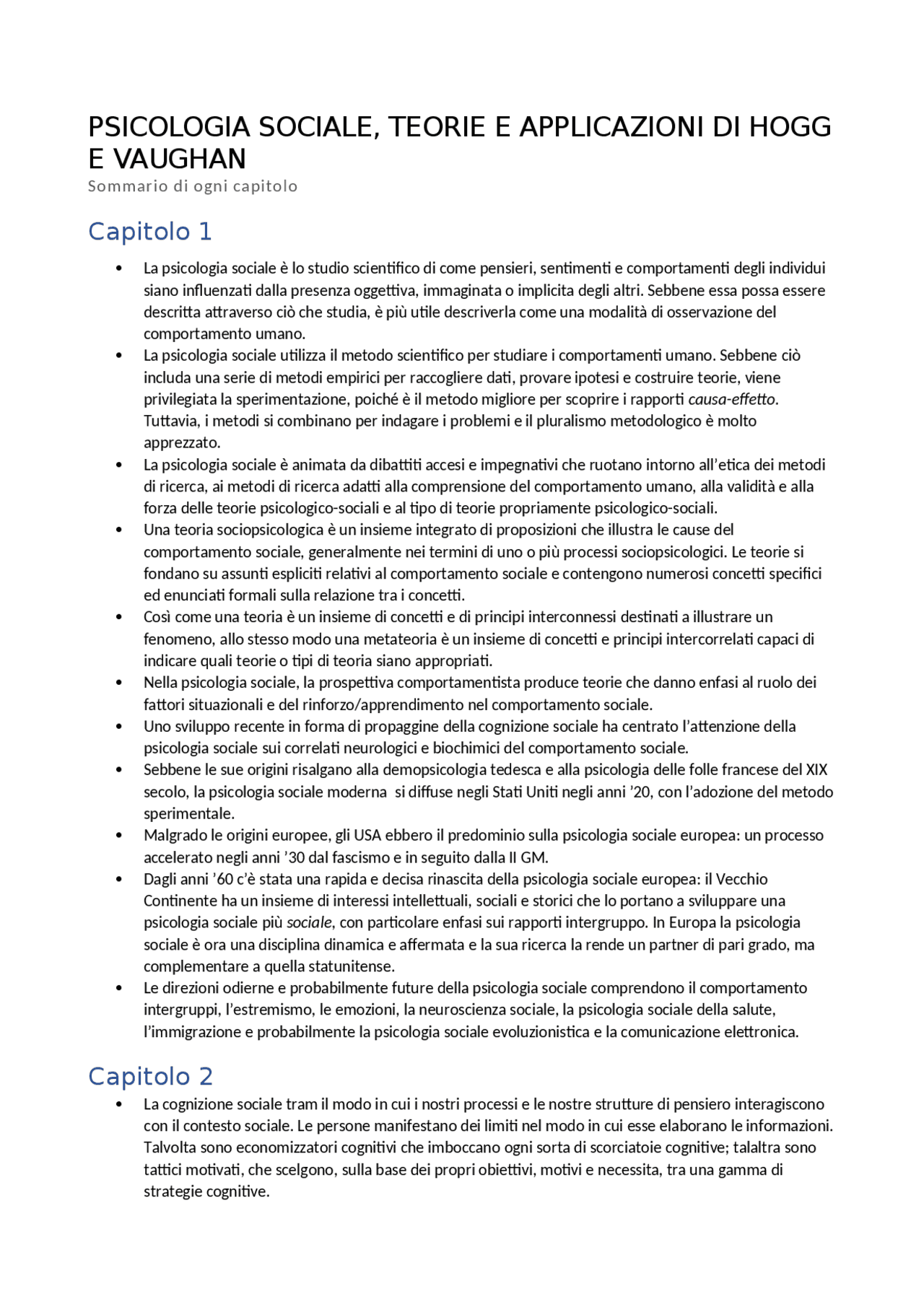 Psicologia Sociale Teorie E Applicazioni Di Hogg E Vaughan Docsity
